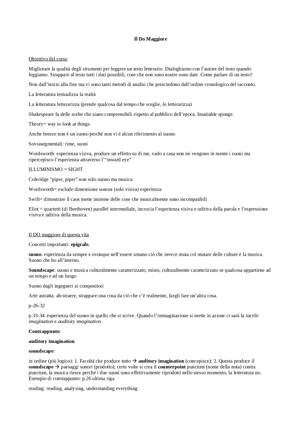 Riassunto Di Do Maggiore Docsity