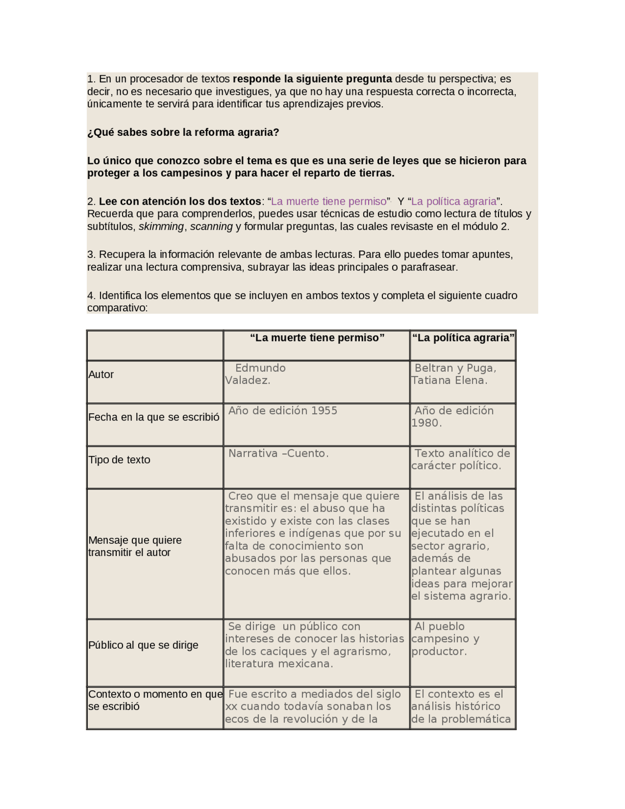 modulo 3 semana 1 actividad 1 | Notes de Espagnol | Docsity