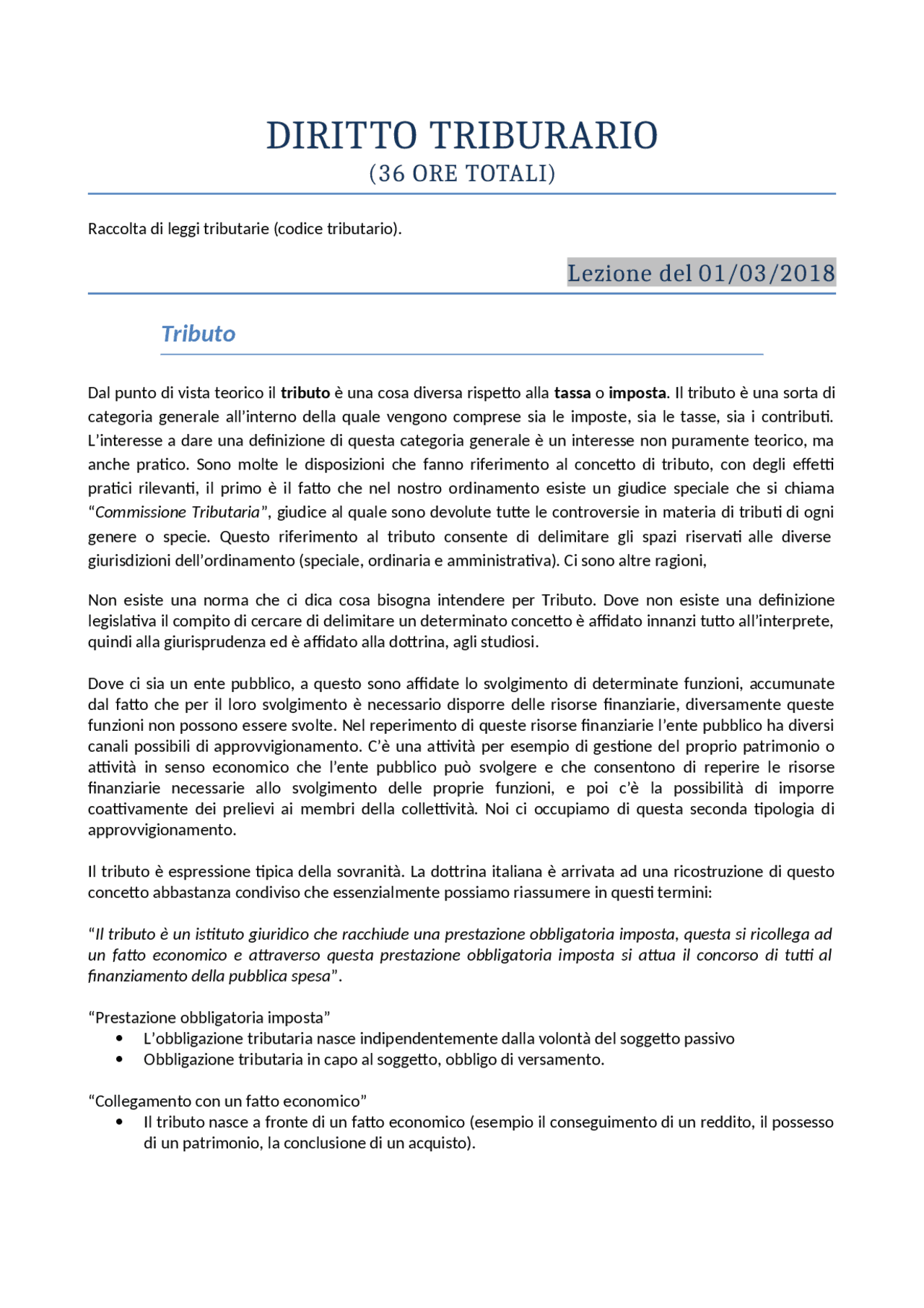 Appunti Diritto Tributario Docsity