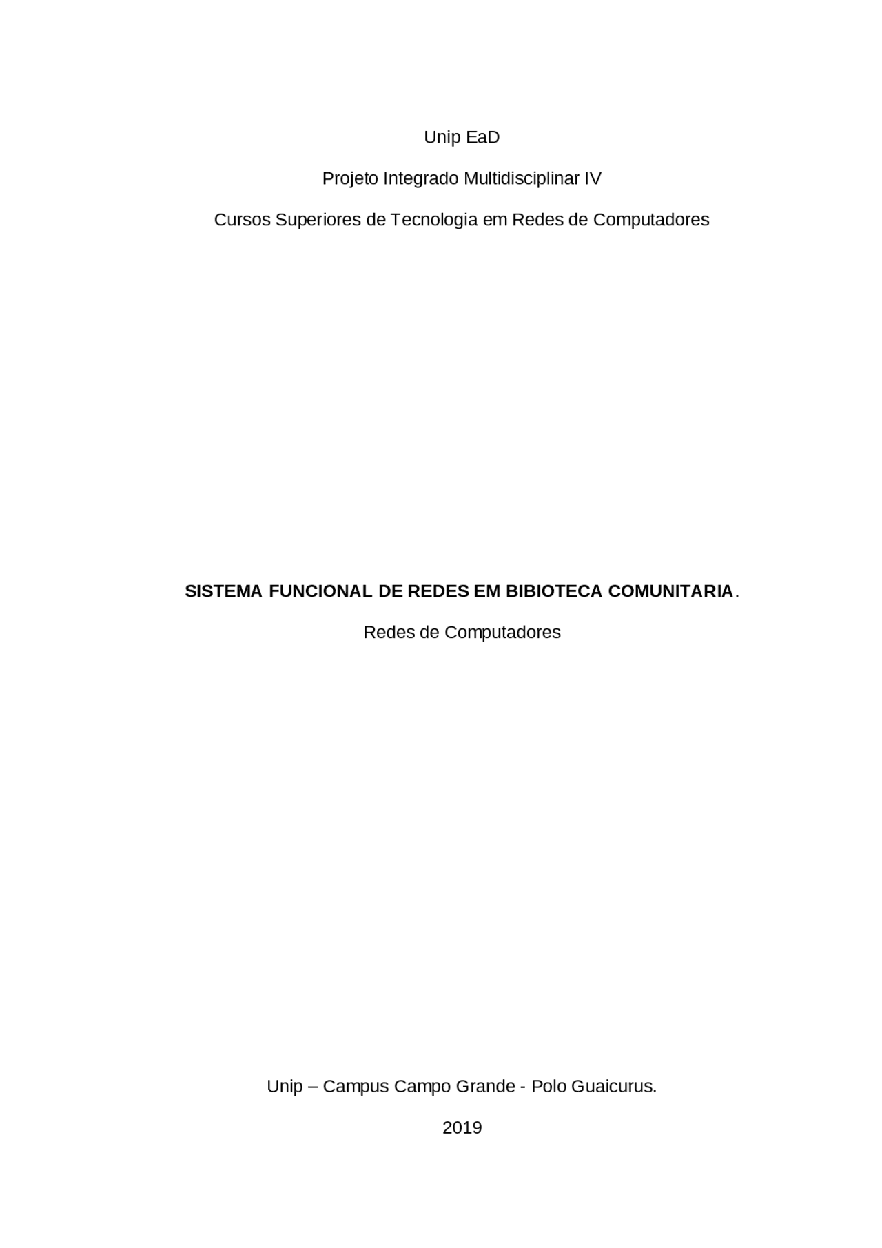 Pim Iv Redes De Computadores Unip Docsity