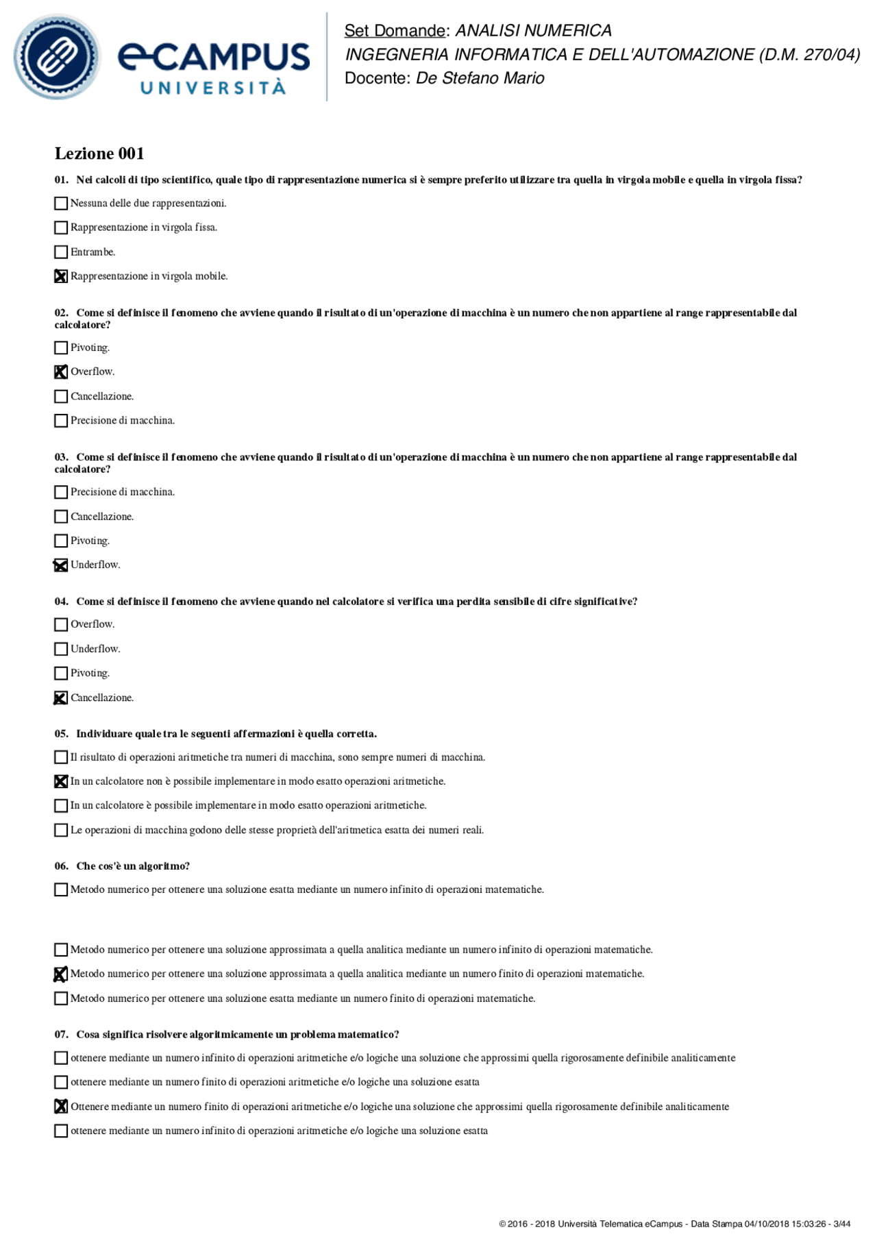 Analisi Numerica Multiple De Stefano Mario Docsity