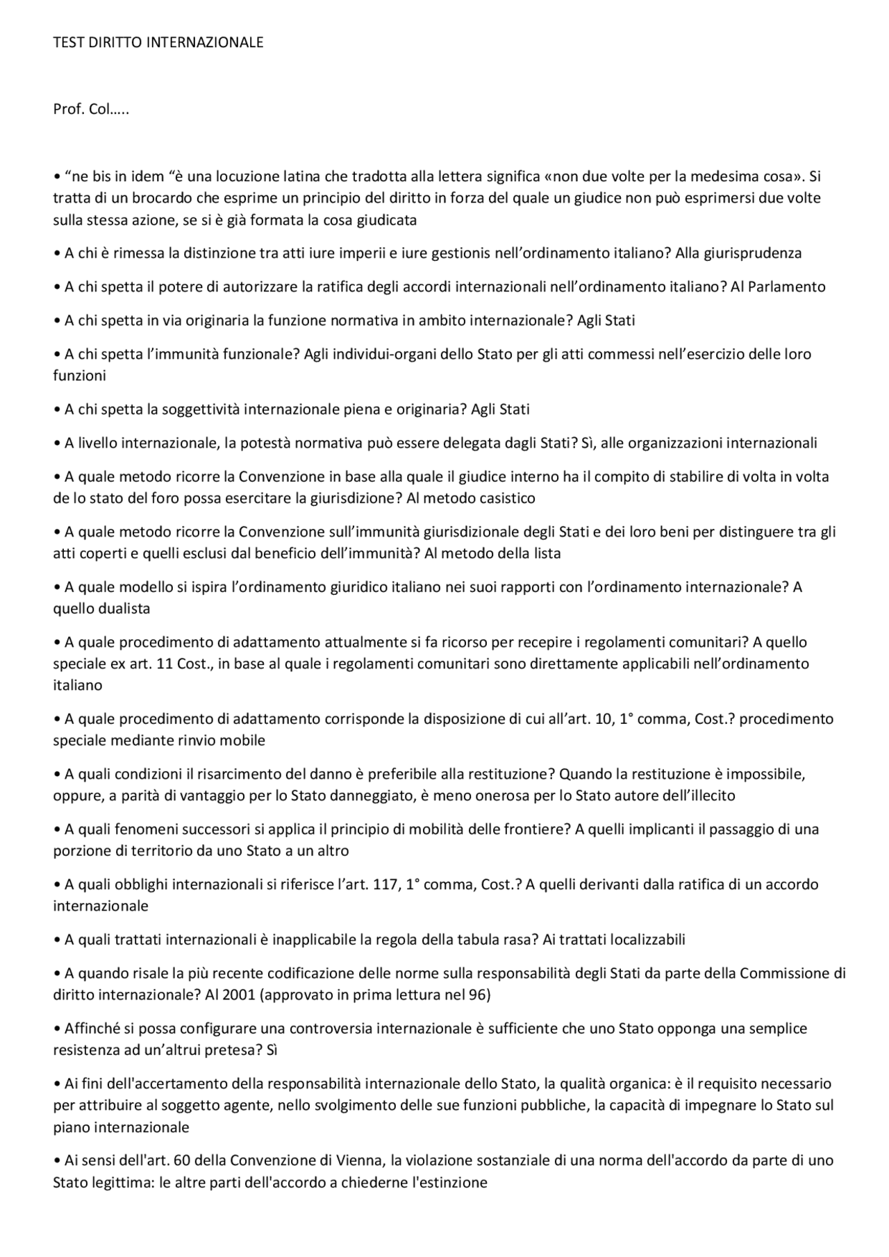Diritto Internazionale Docsity