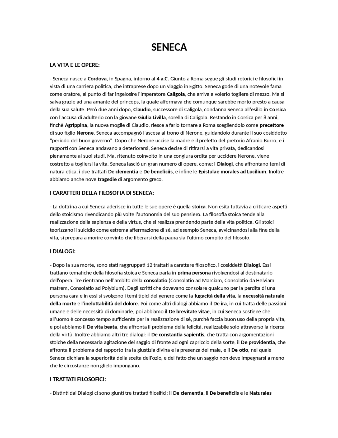 Letteratura Latina Seneca Docsity