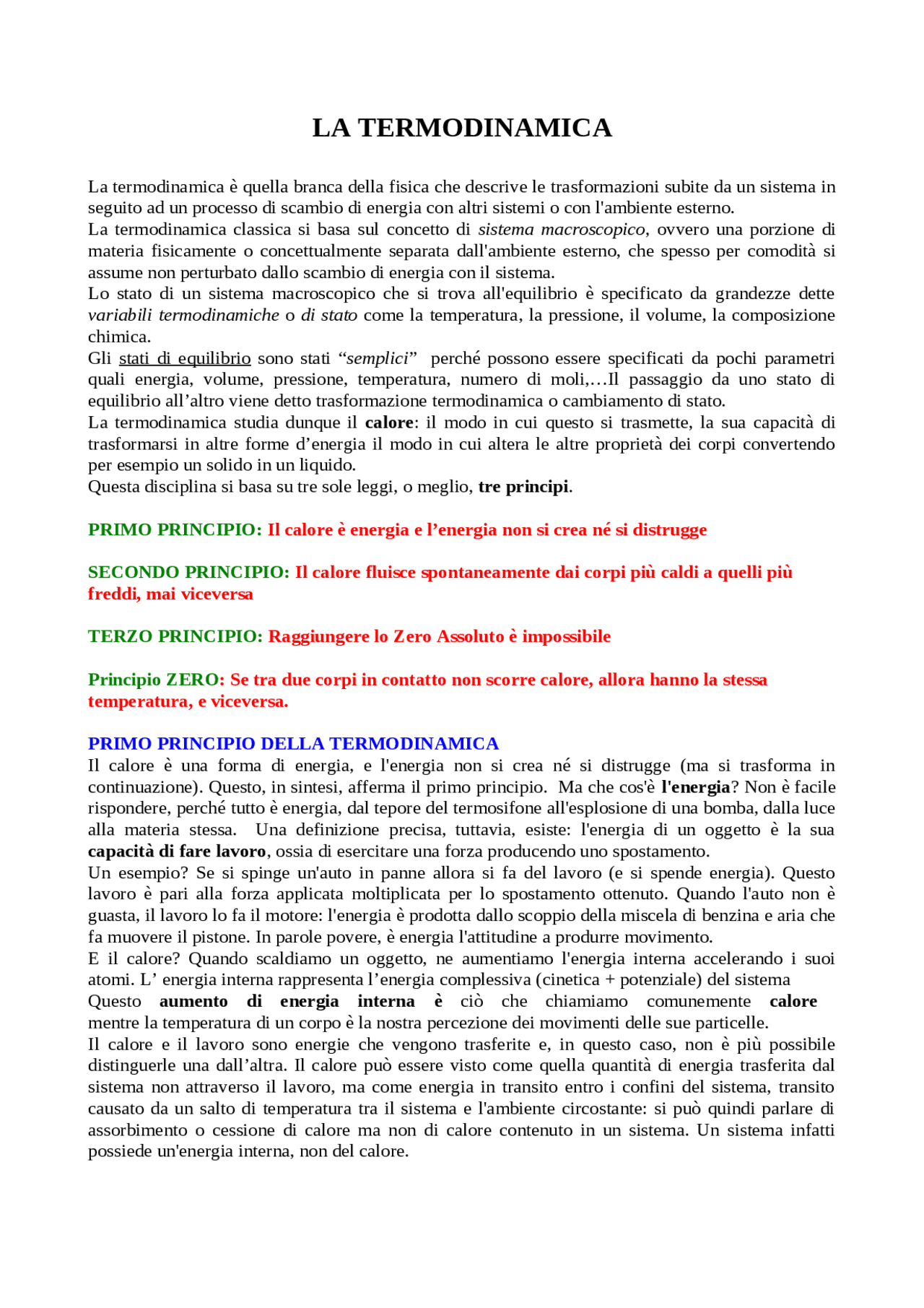 Termodinamica Appunti Docsity