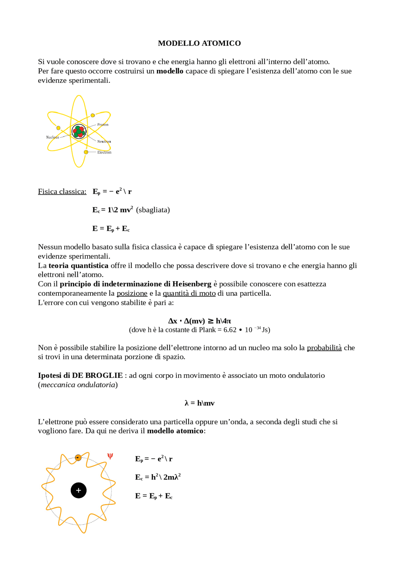 Modello Atomico E Configurazione Elettronica Docsity