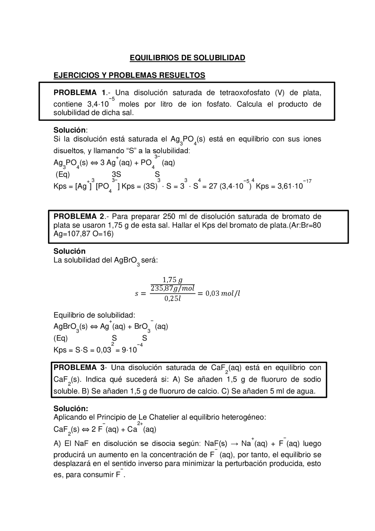 Problem of the solutions - Docsity