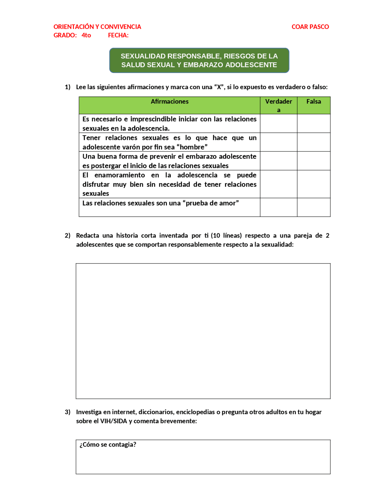 Sexualidad Para Adolescentes Docsity