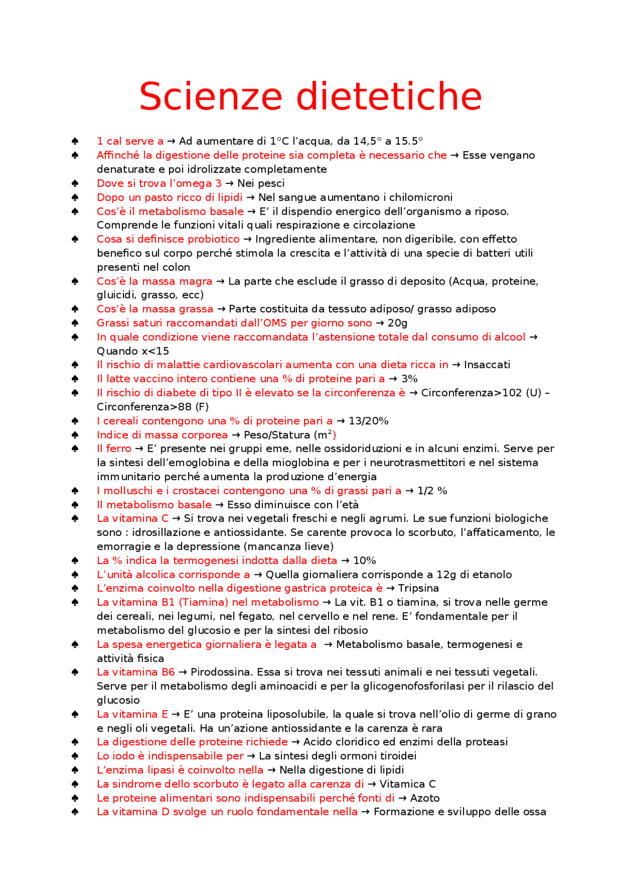 Scienze Dietetiche Appunti E Riassunti Docsity