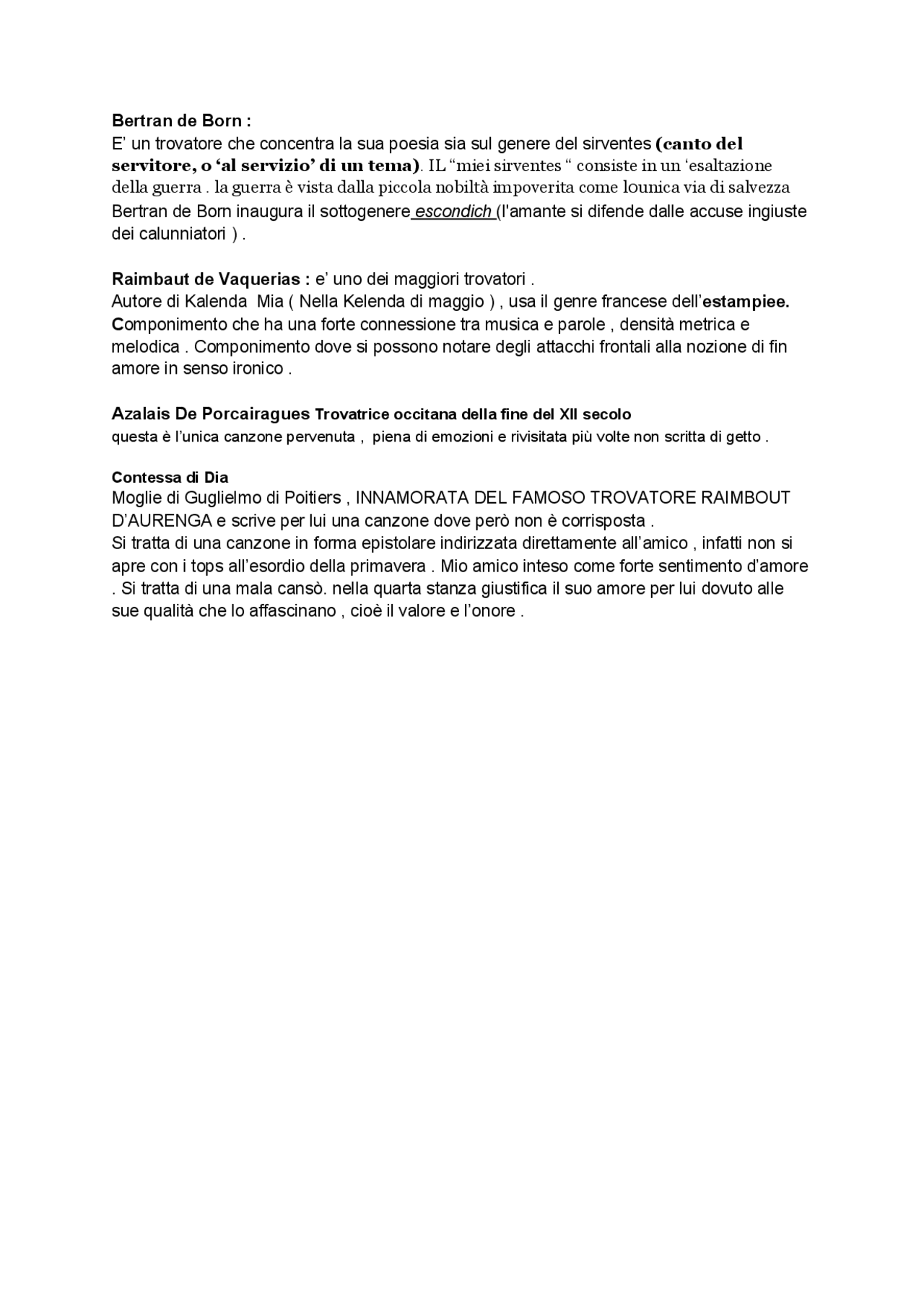 Filologia Romanza Trovatori Docsity