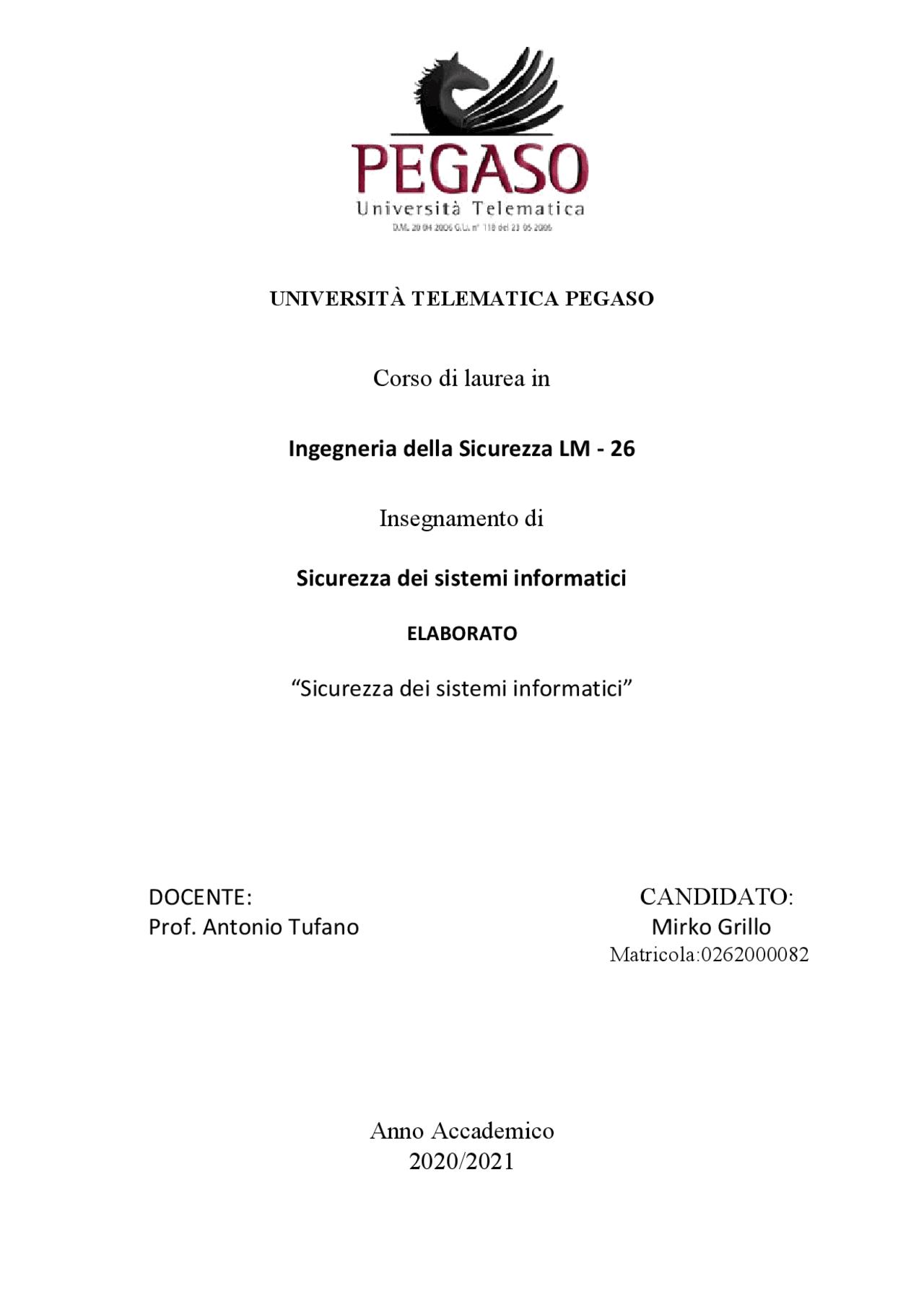 Sicurezza Dei Sistemi Informatici Docsity