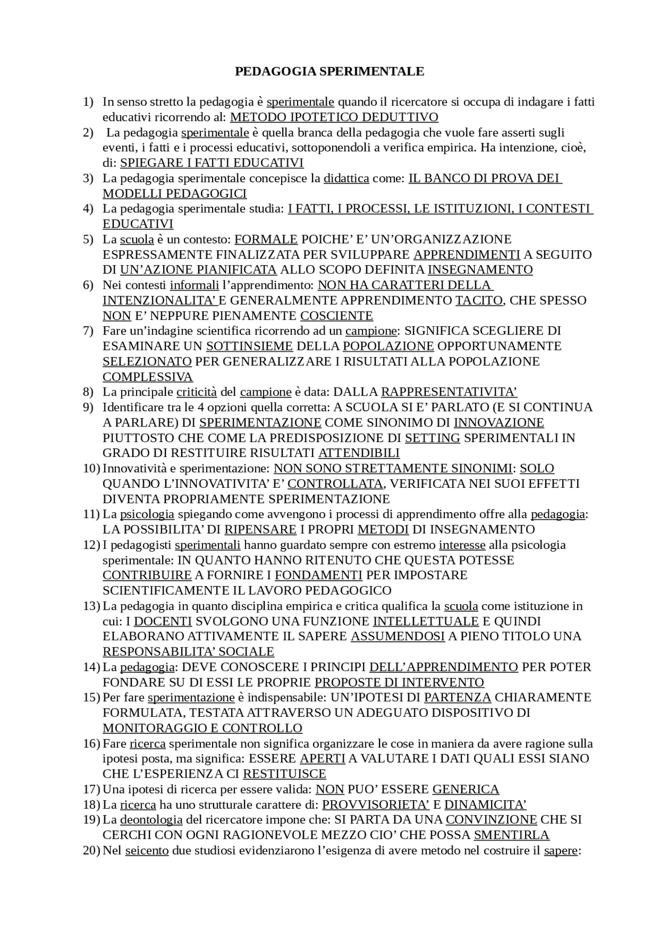 Pedagogia Sperimentale Ii Docsity