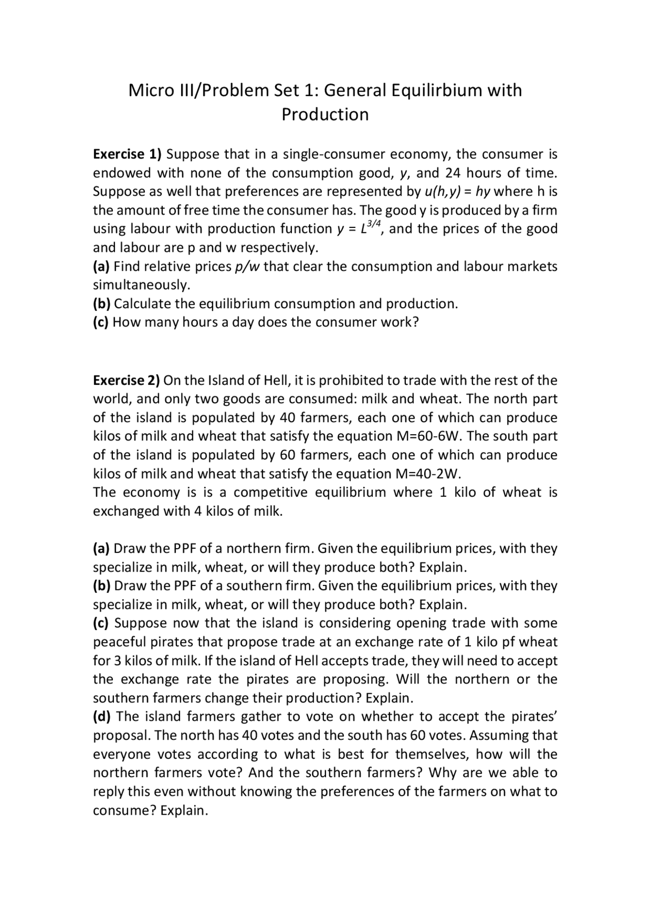 Problem Set 1 Microeconomia Docsity