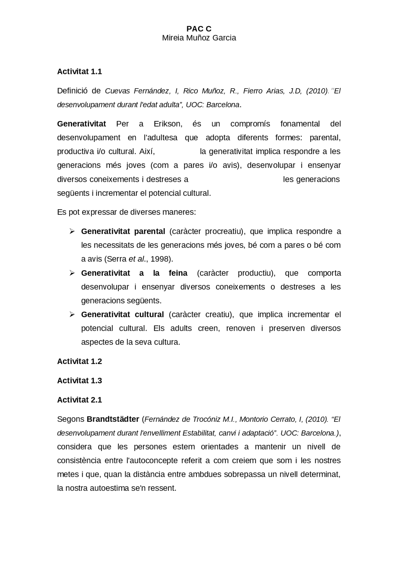 Generativitat I Classes Docsity