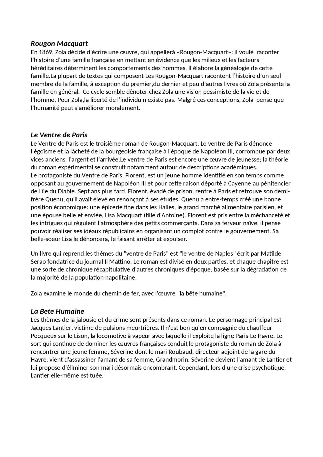 Rougon Macquart Riassunto Docsity