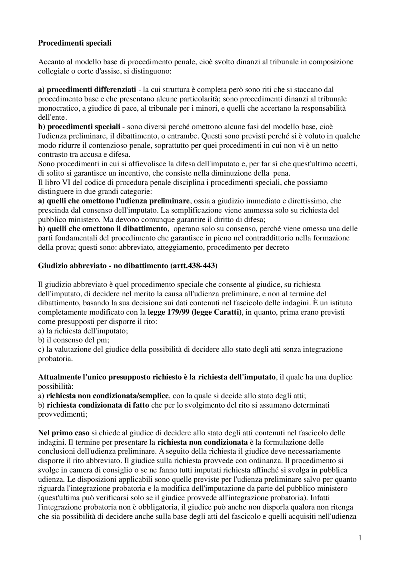 I Procedimenti Speciali Docsity