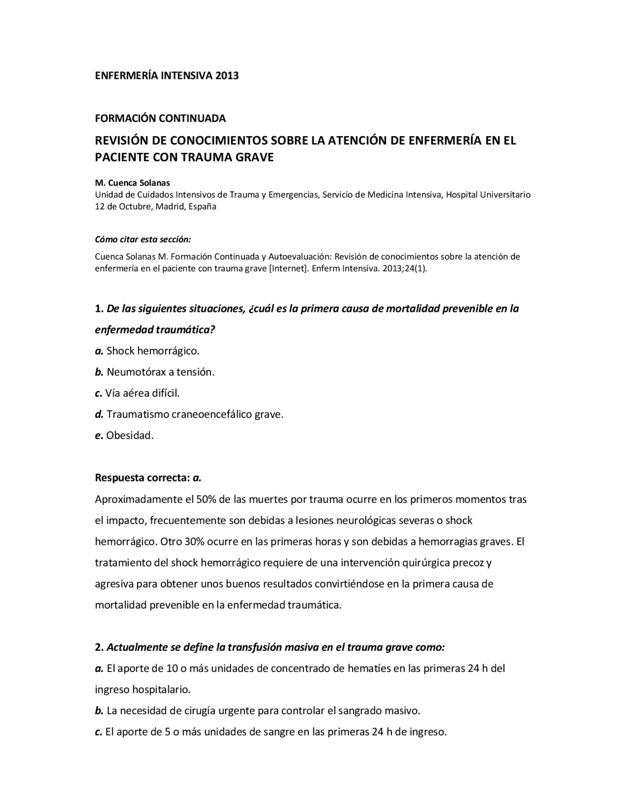 Trauma cuestionario para traumatologia - Docsity