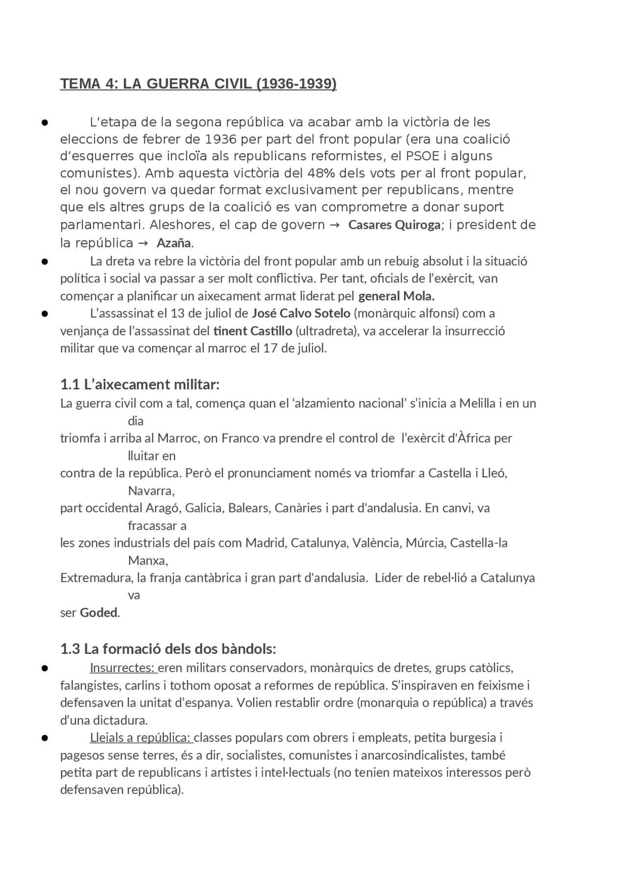 Guerra civil historia de espanya | Apuntes de Historia de España | Docsity