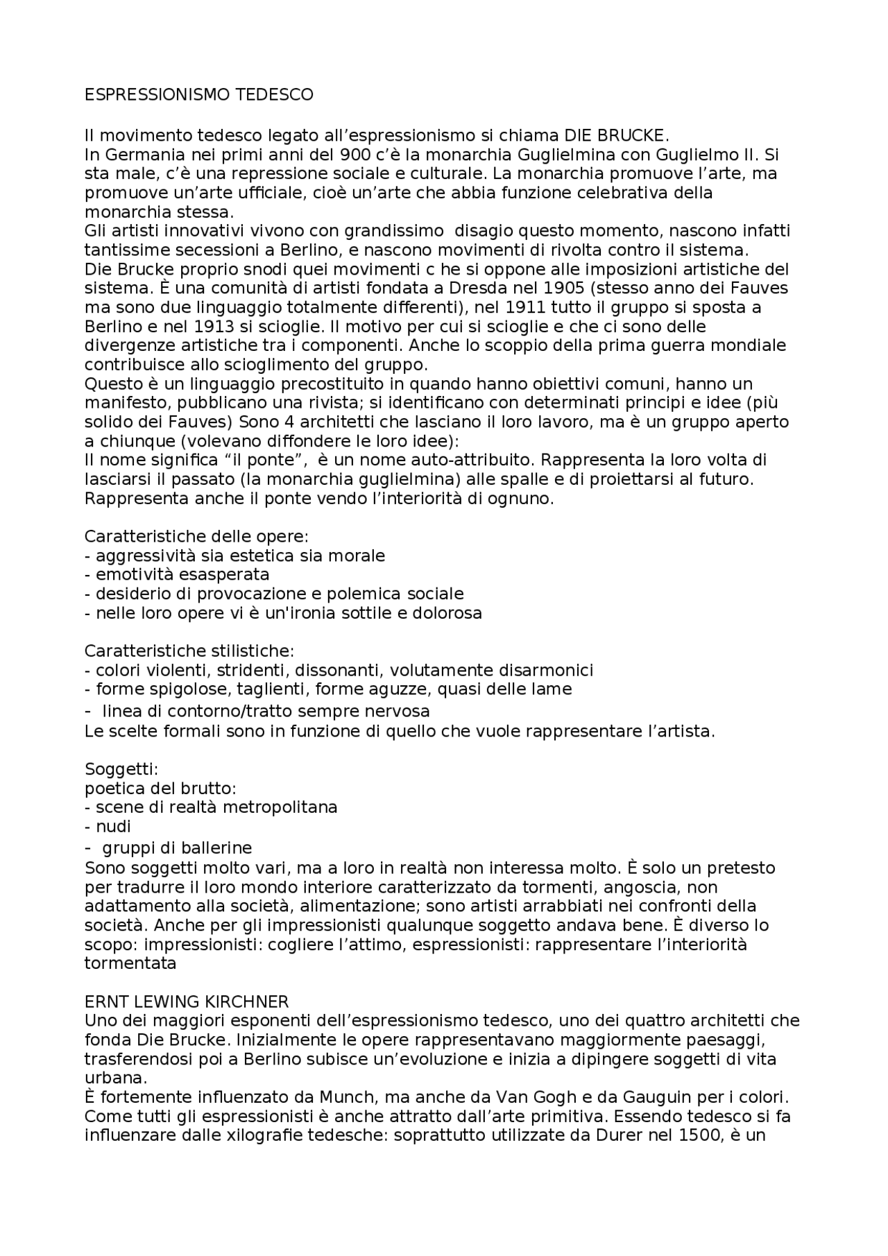 Espressionismo Tedesco Docsity
