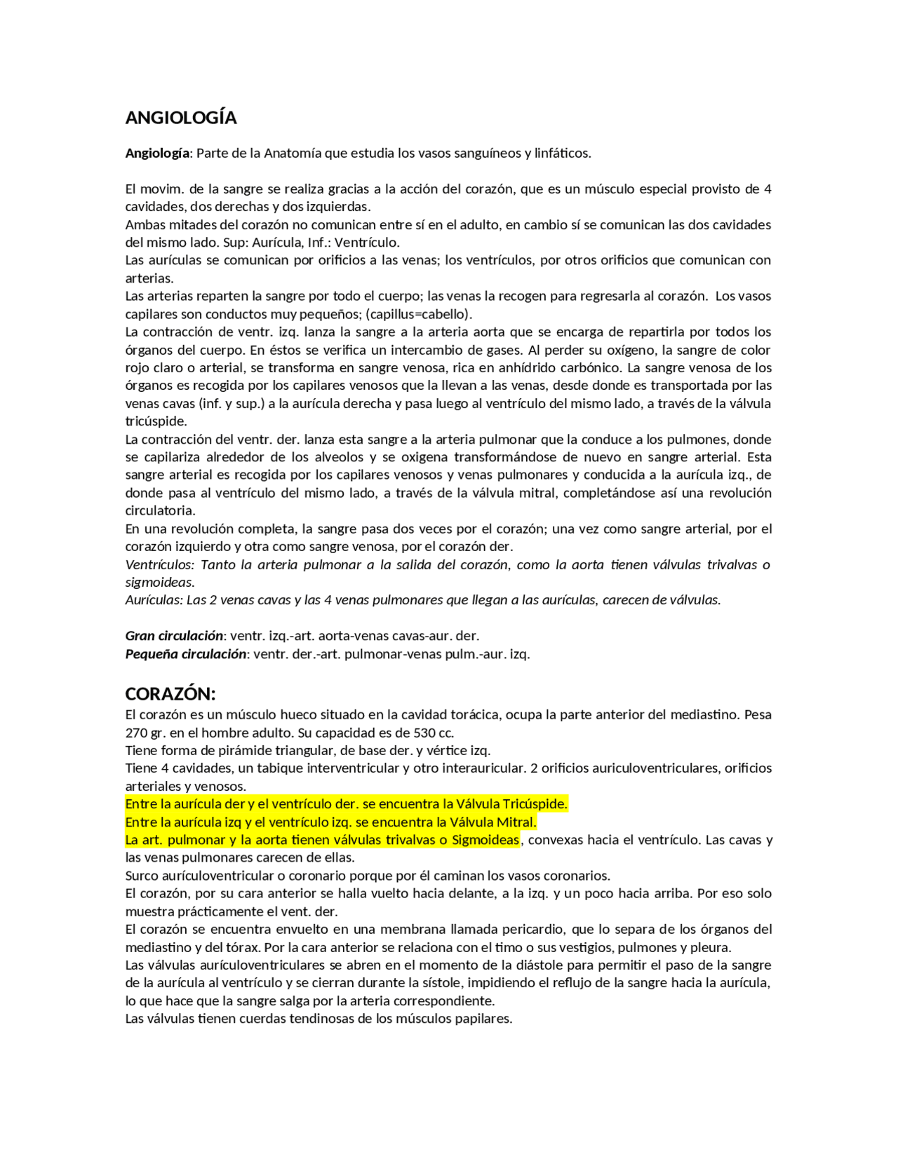 Aparato Cardiovascular Apuntes De Anatomía Docsity