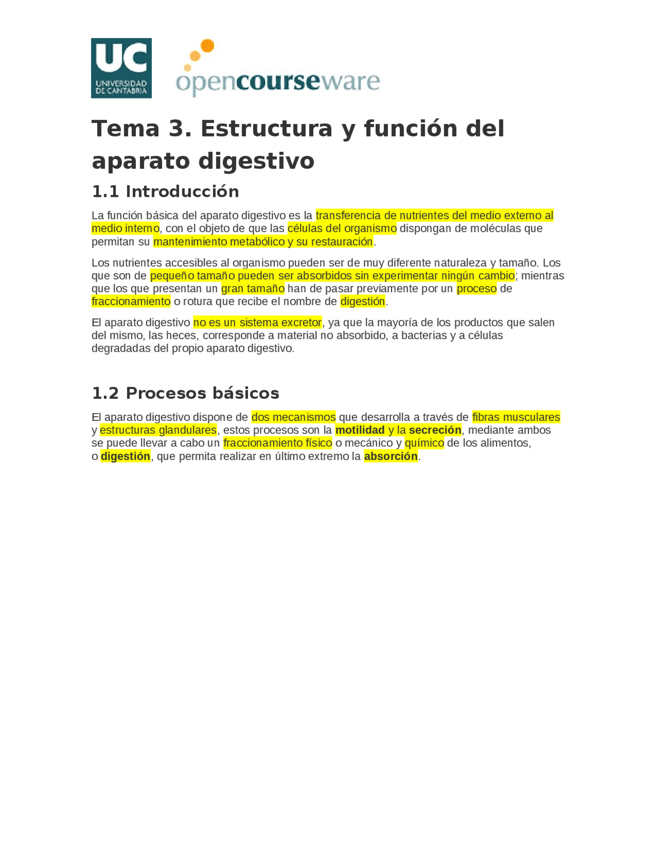 Aparato Digestivo Función Docsity