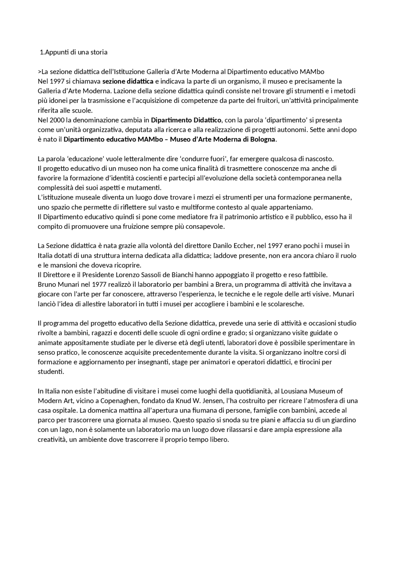 Museo Come Territorio Di Esperienza Francucci Docsity