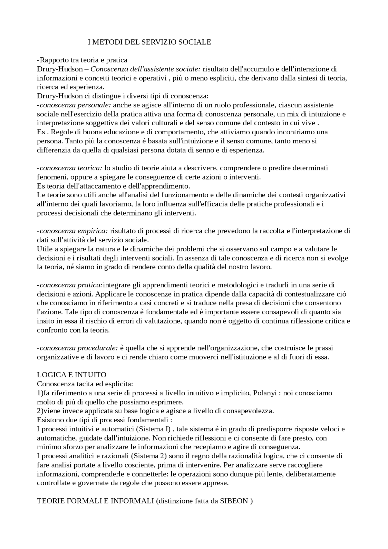 Schemi Metodi E Tecniche I Del Servizio Sociale Docsity
