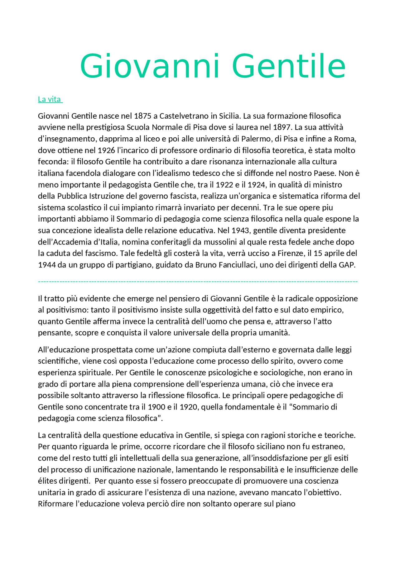 Giovanni Gentile Docsity