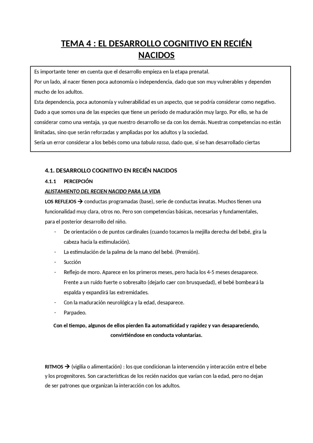 Apuntes Desenvolupament A La Infancia Docsity