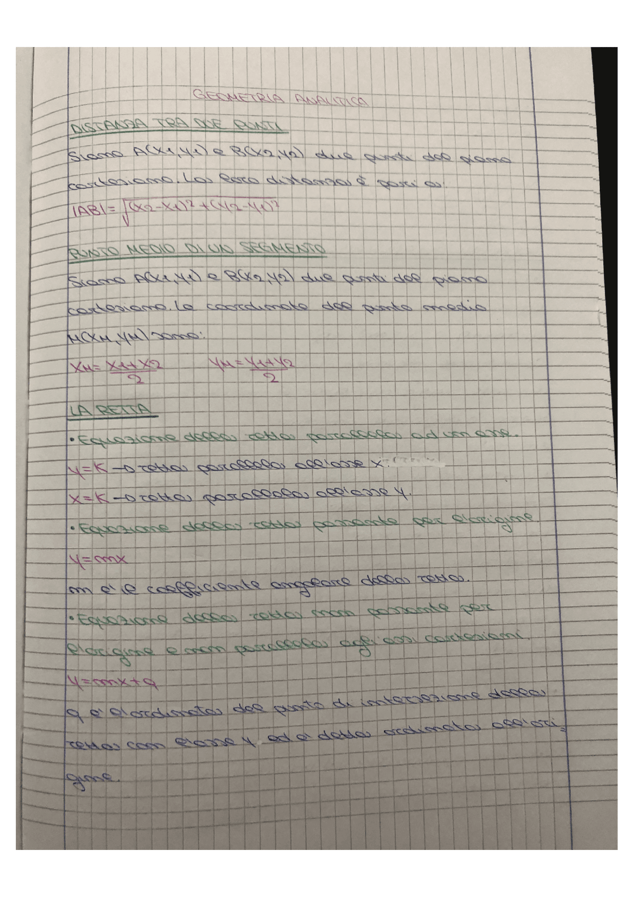 Concetti E Formule Base Di Geometria Analitica Docsity