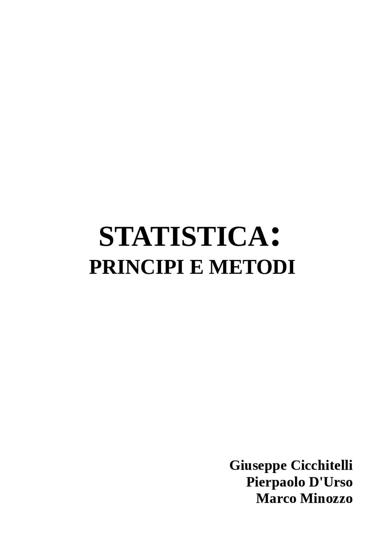 Riassunto Statistica Principi E Metodi Dispense Di Statistica Docsity