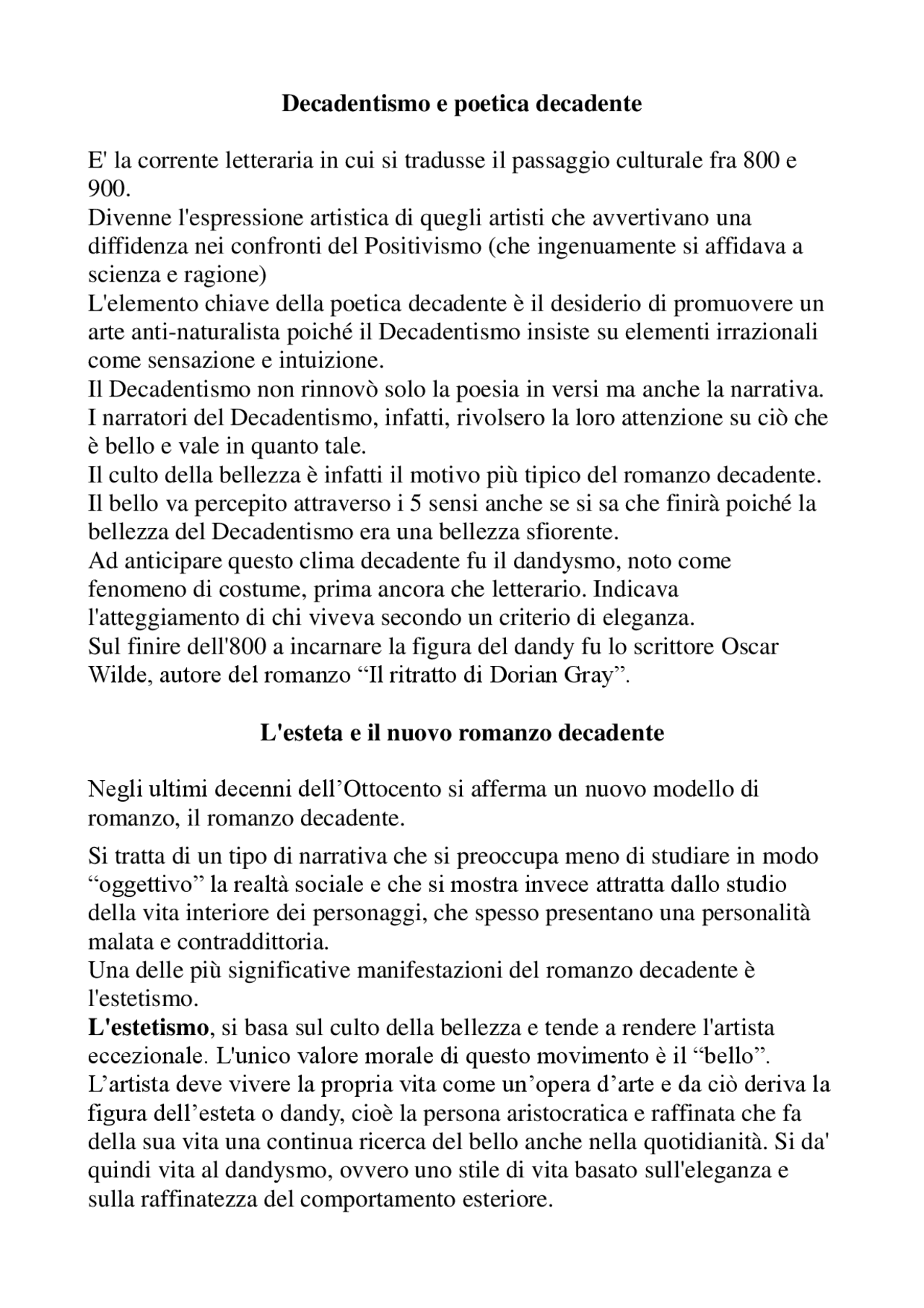 Riassunti Italiano Tutto Il Programma 5° Anno Docsity