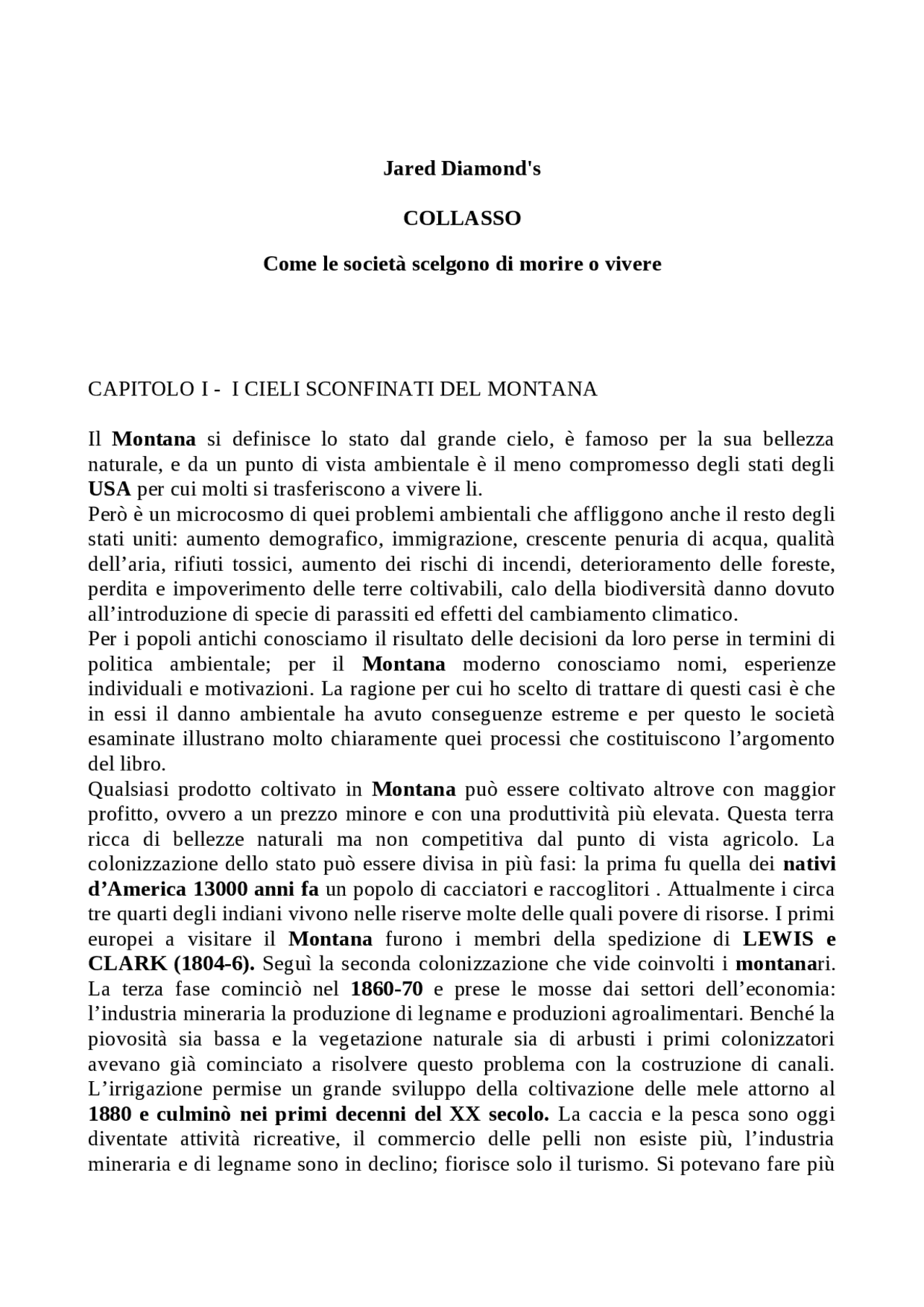 Collasso Di Jared Diamond Docsity