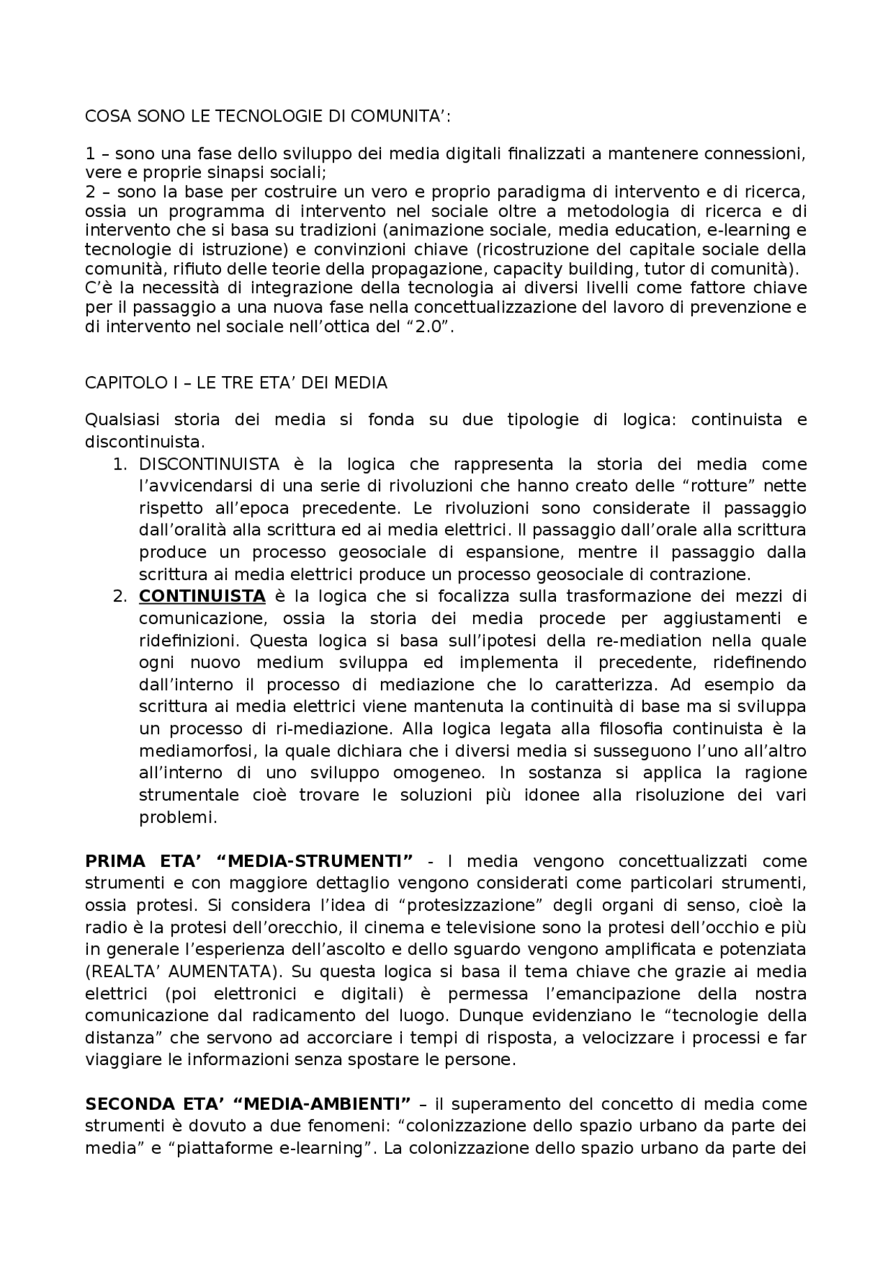 Tecnologie Di Comunità Docsity