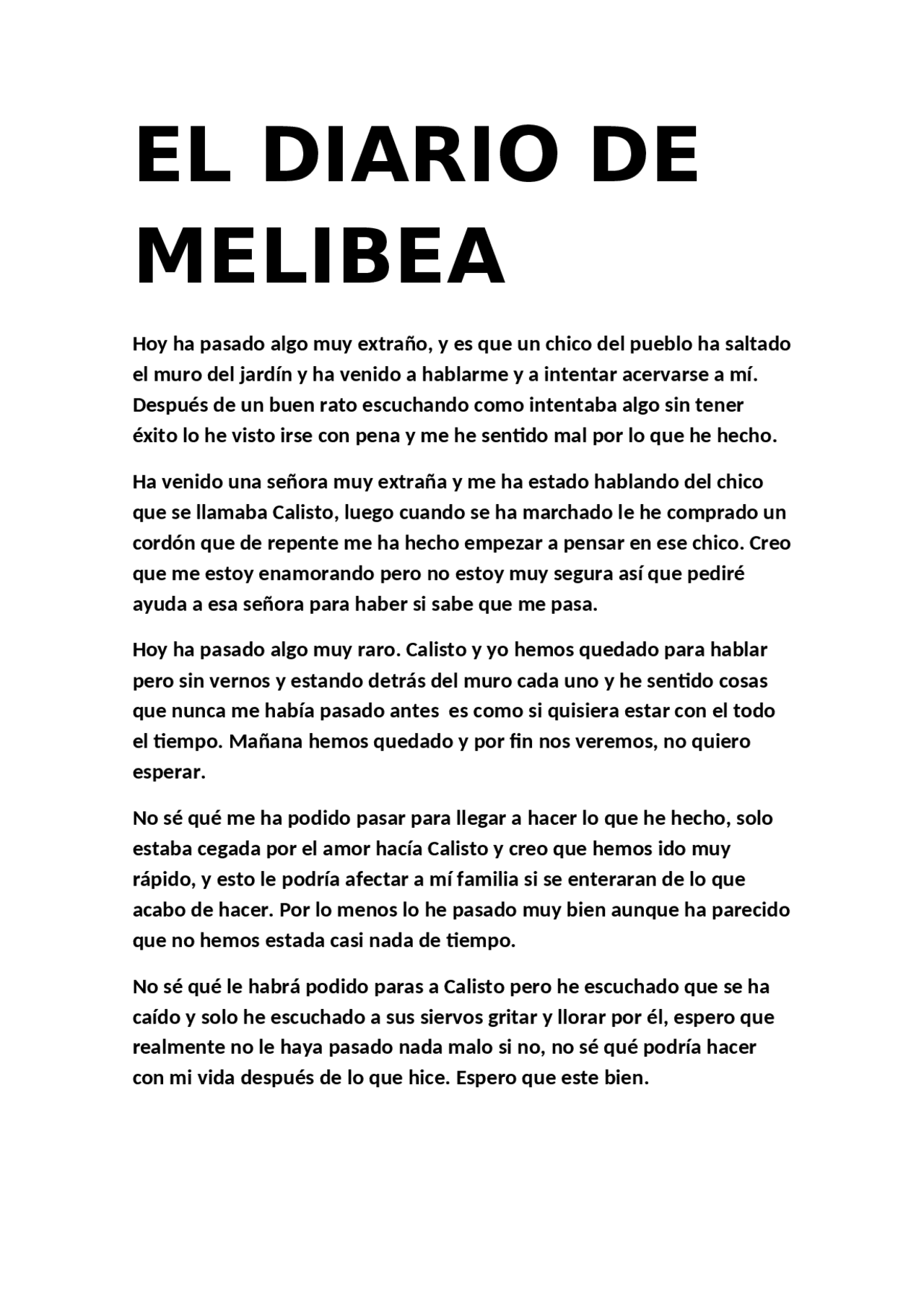 EL DIARIO DE MELIBEA - Docsity