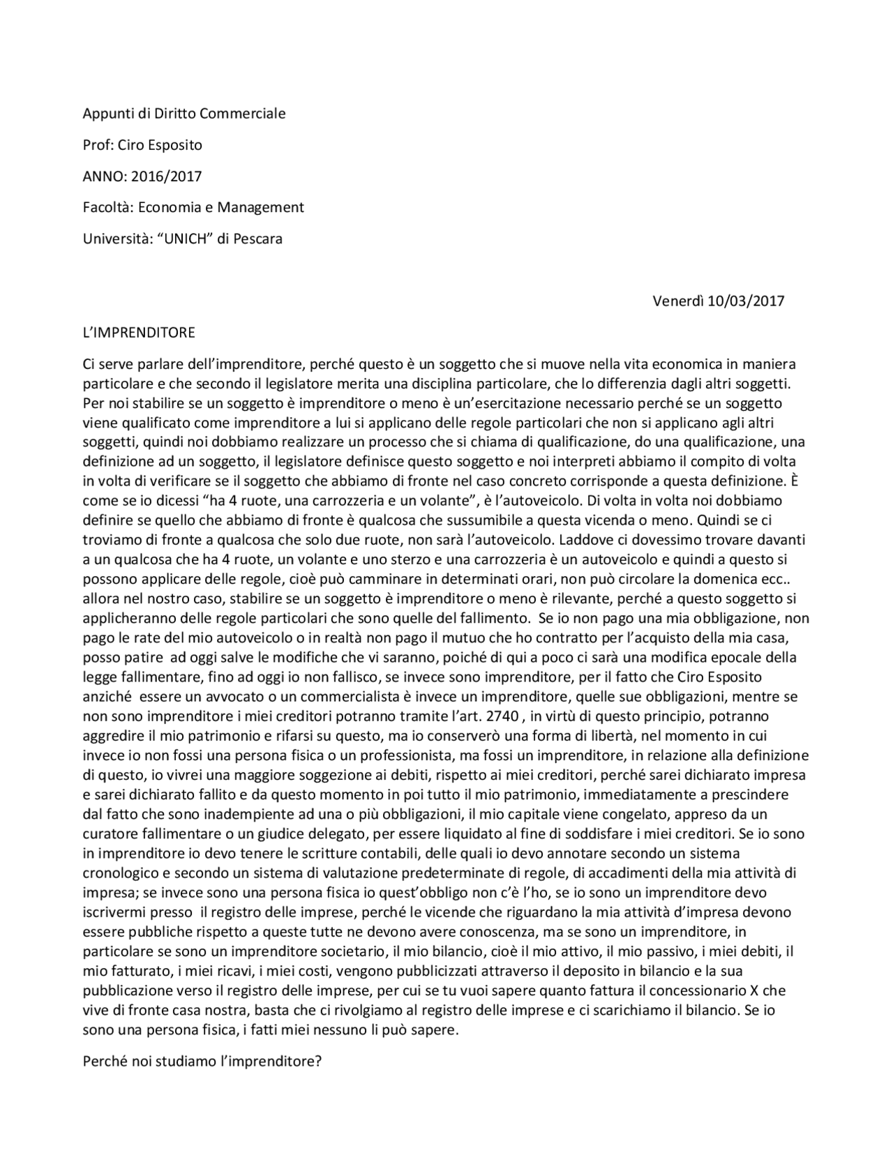 Appunti Diritto Commerciale Docsity