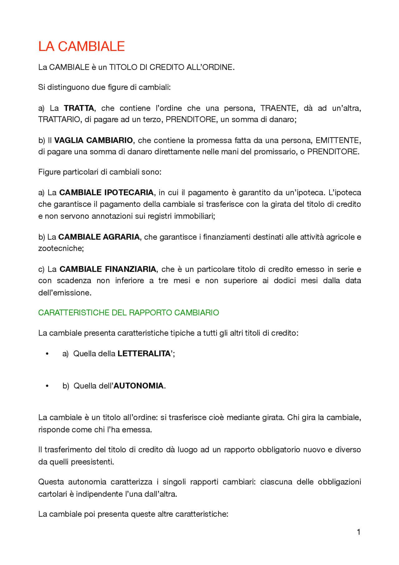 Cambiale Diritto Privato Docsity