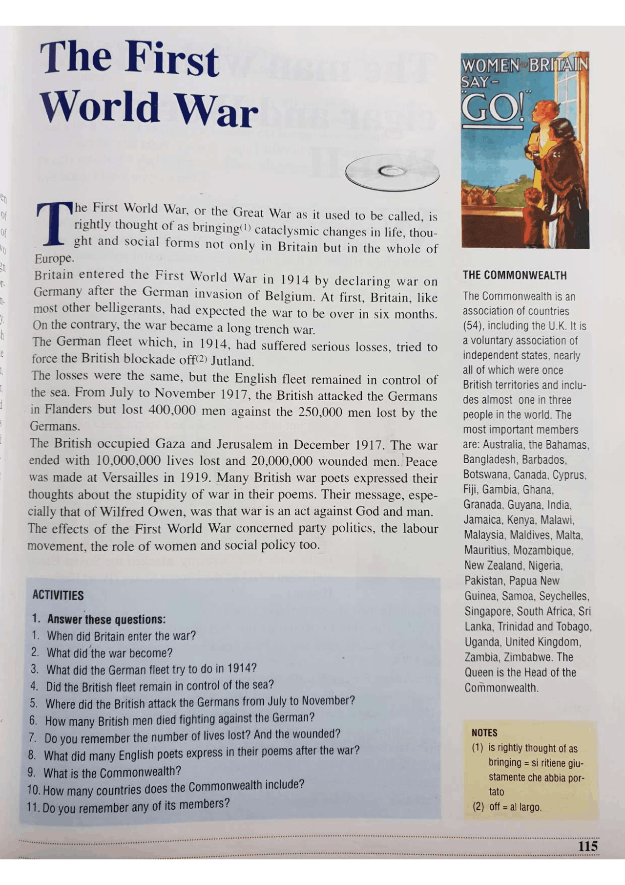 The First World War And The Commonwealth Docsity