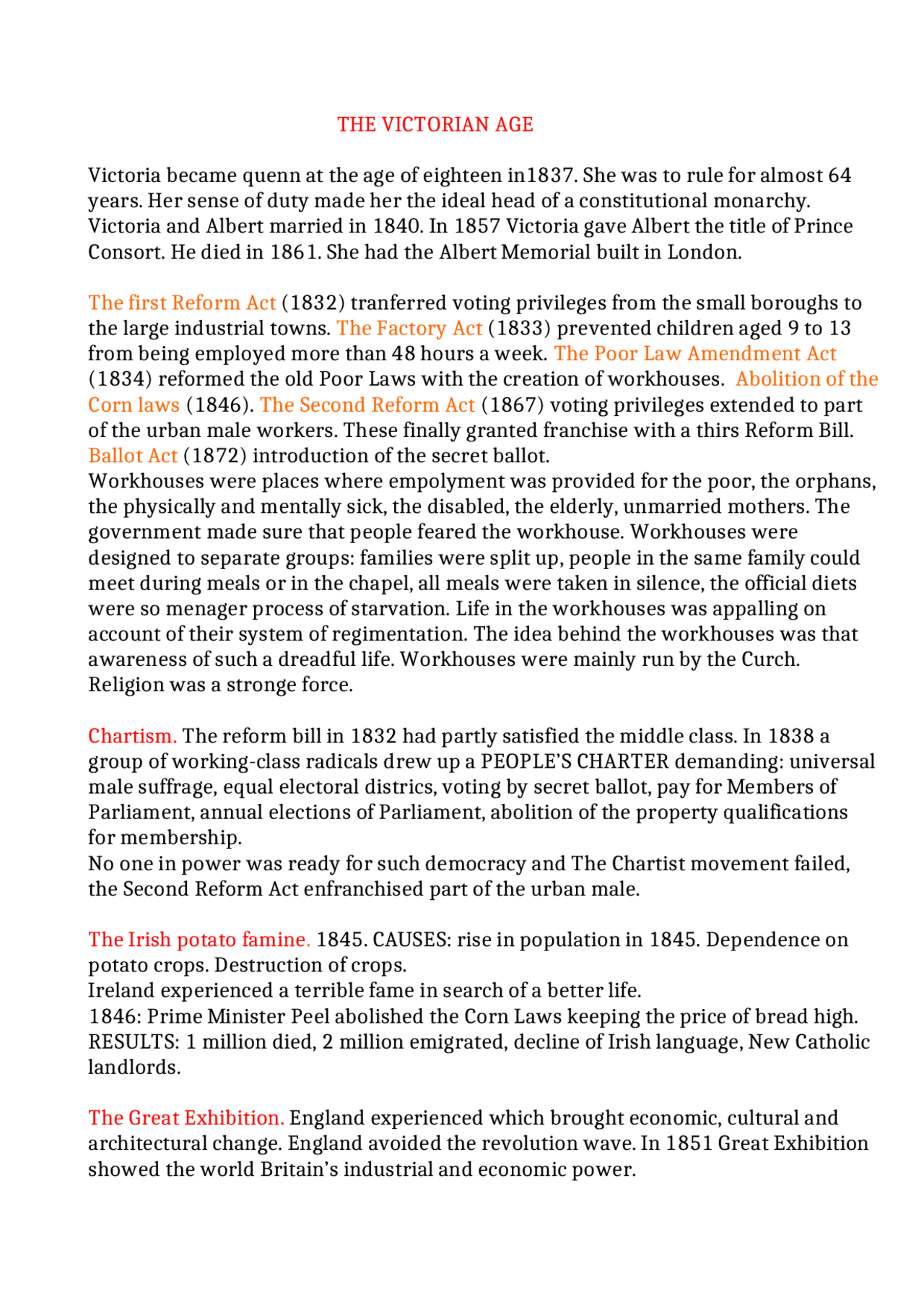 The Victorian Age Dispense Per Liceo Docsity
