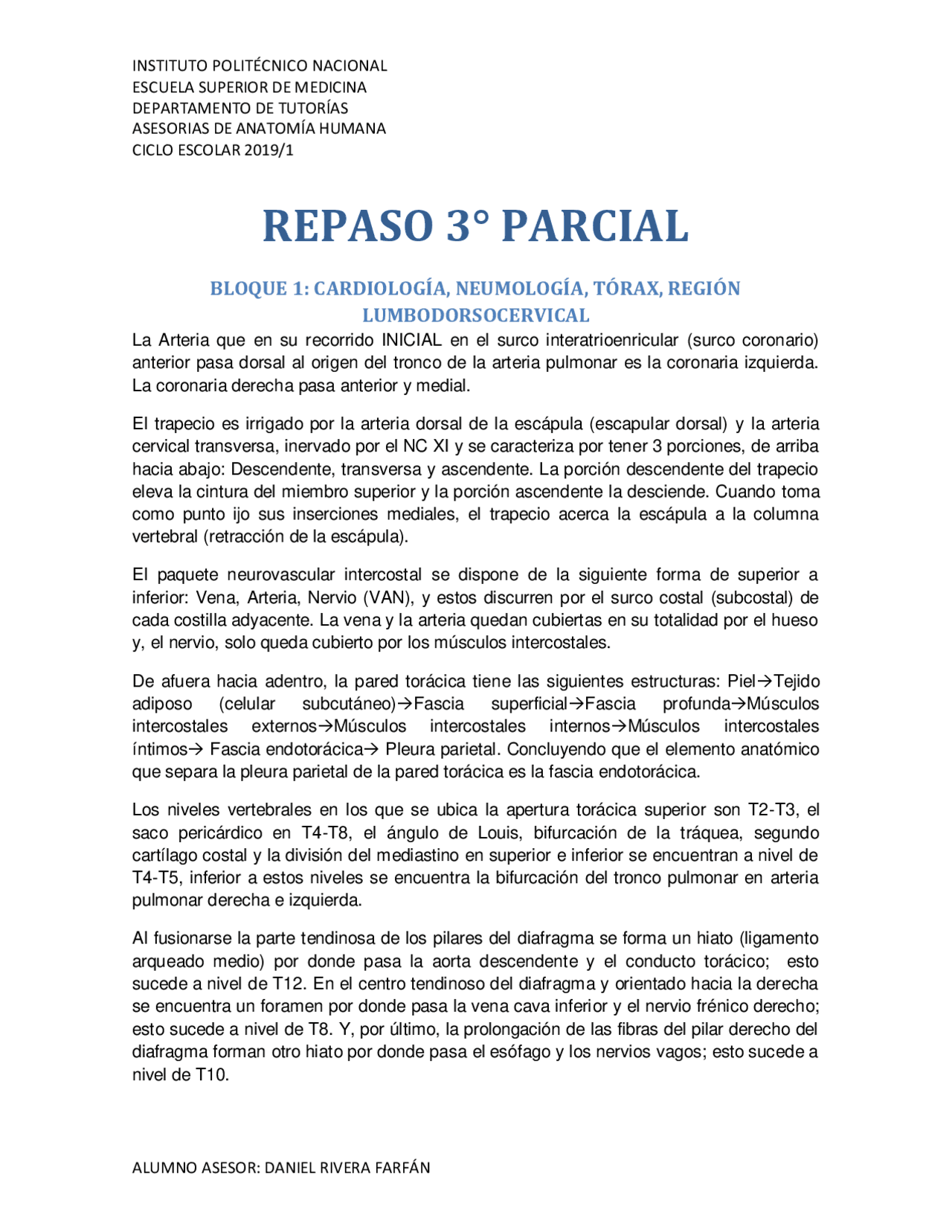 Repaso Anatomía Clínica Docsity
