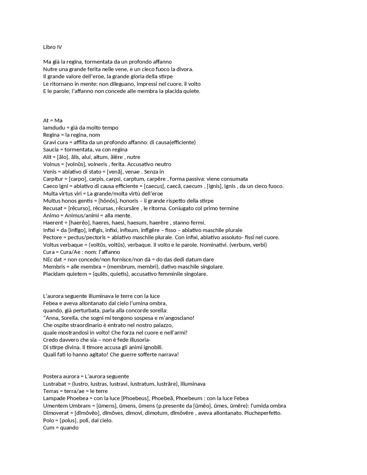Analisi Libro Quarto Eneide Docsity