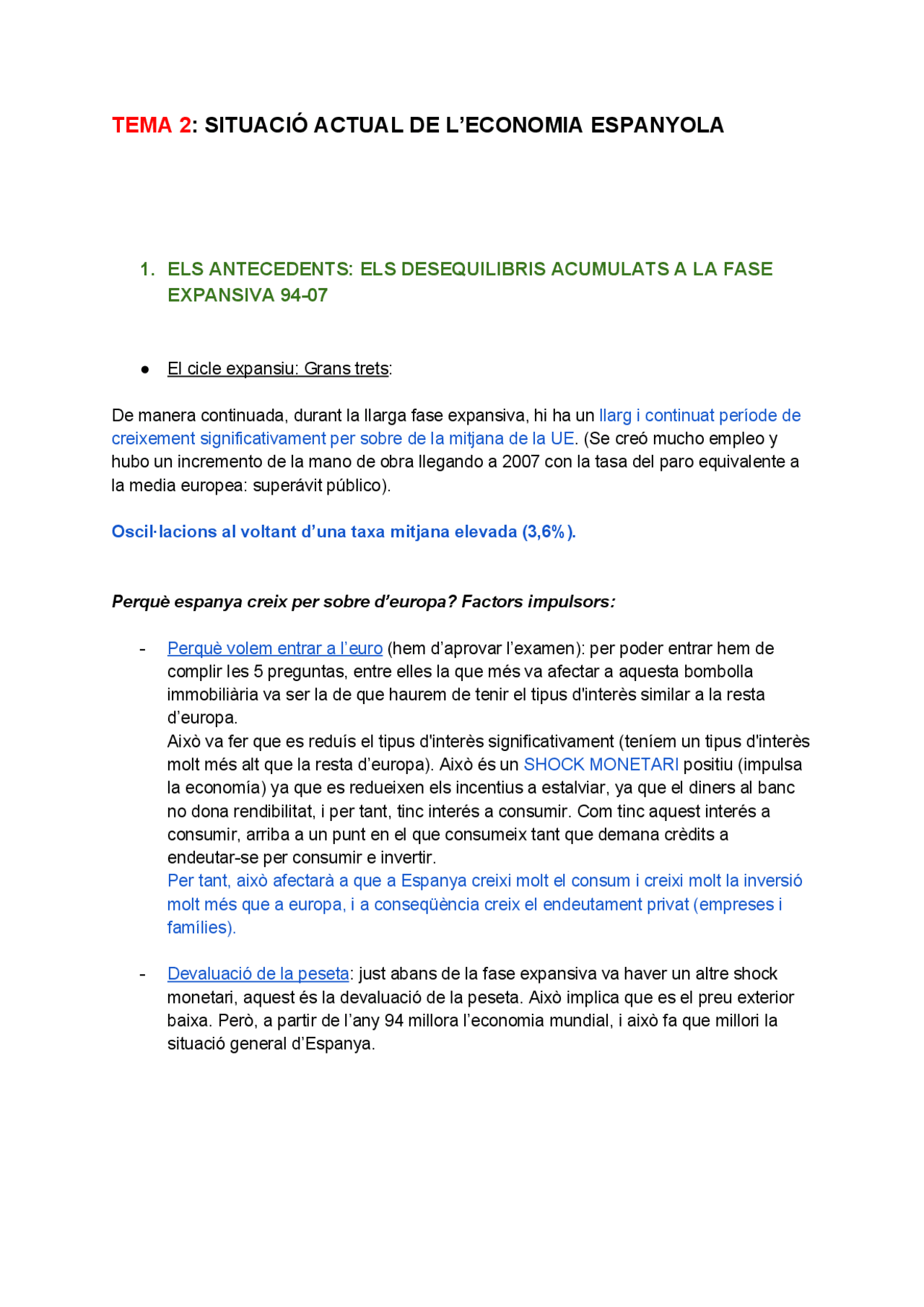 Apuntes Tema 2 Entorno Económico Español Docsity