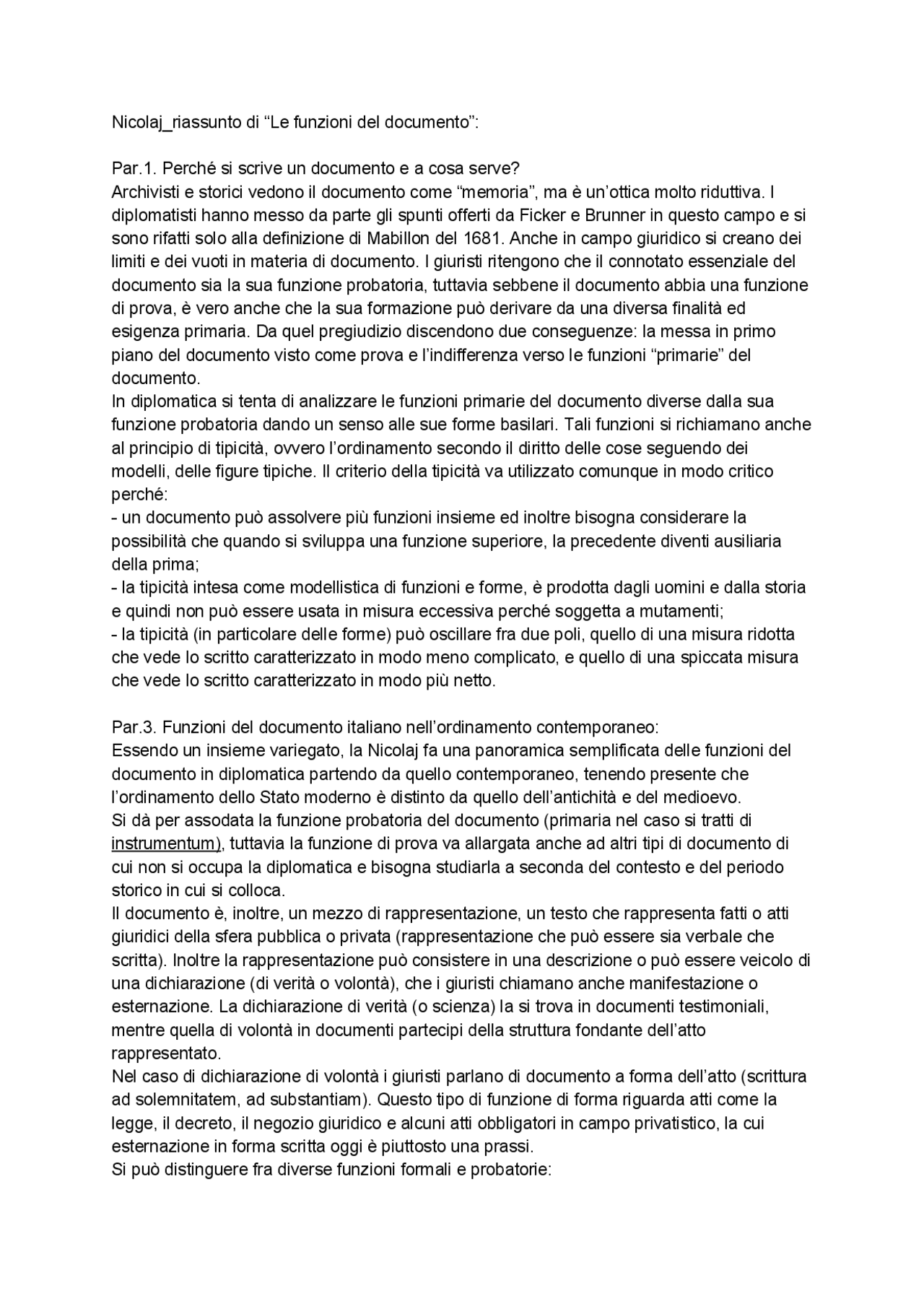 Le Funzioni Del Documentoriassunto Docsity