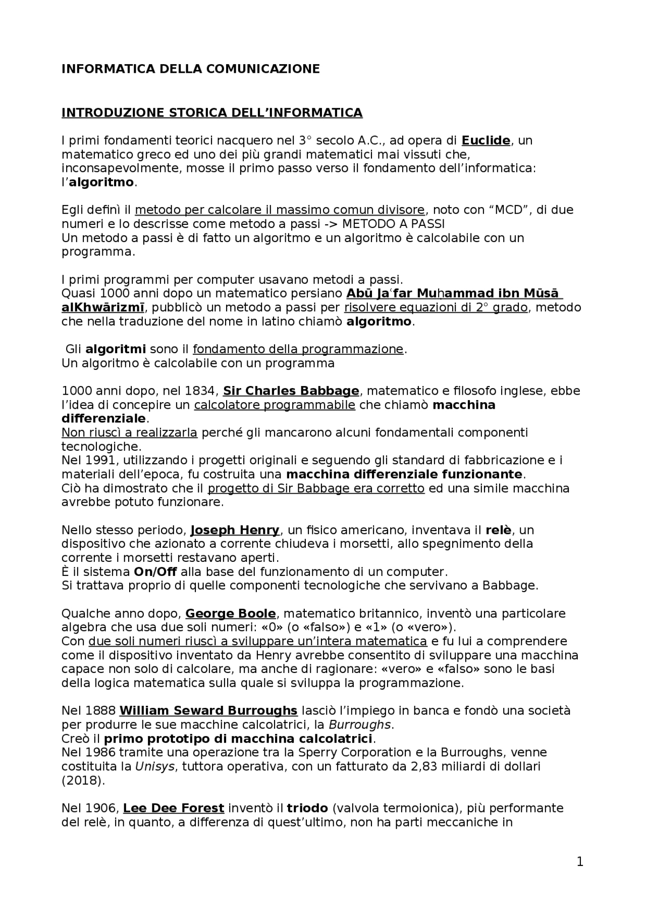 Informatica della comunicazione - Docsity