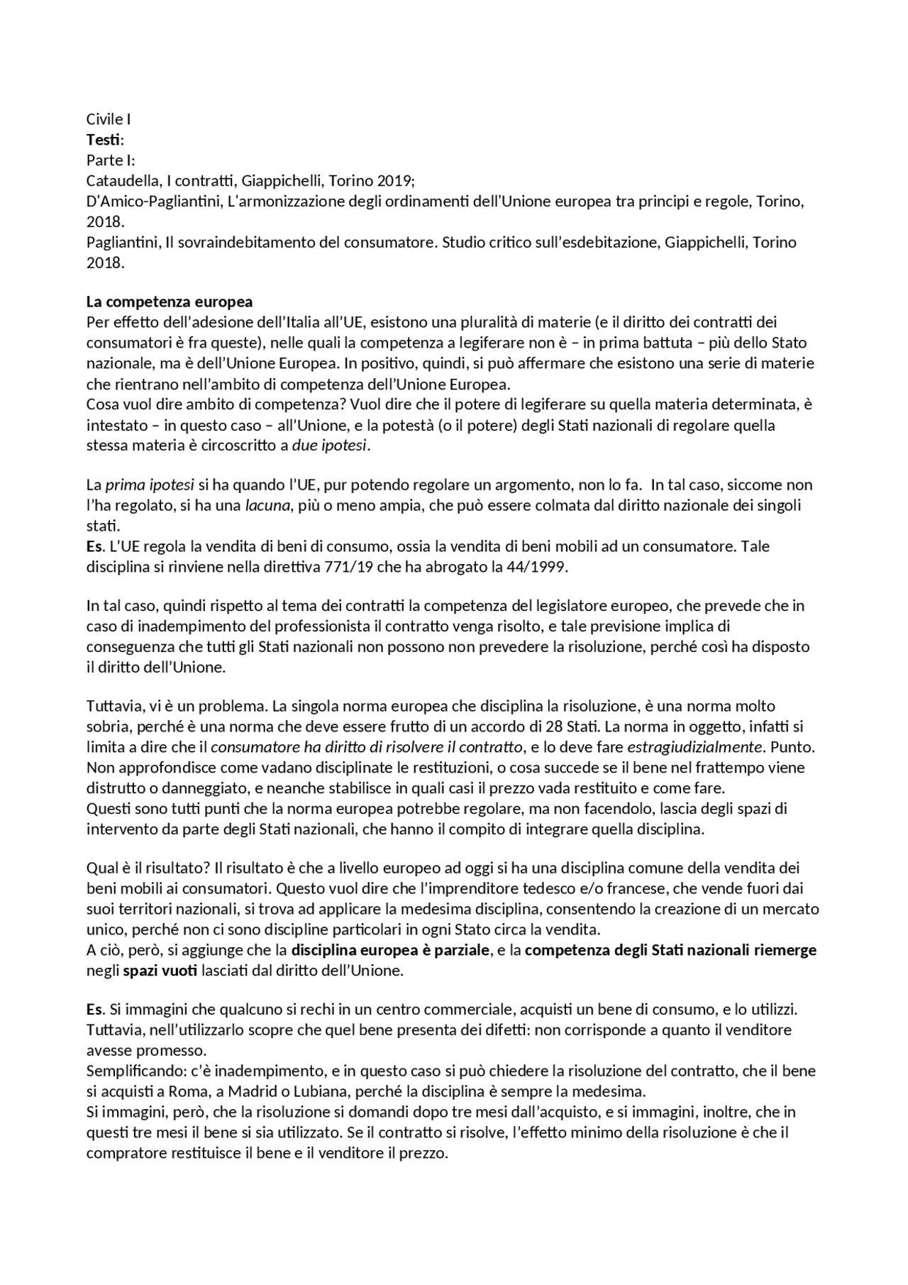 Civile I Prof Pagliantini Unisi Docsity