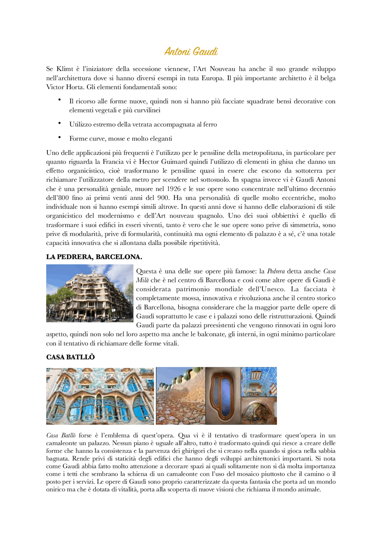 Antoni Gaudi (1852-1926) - Docsity