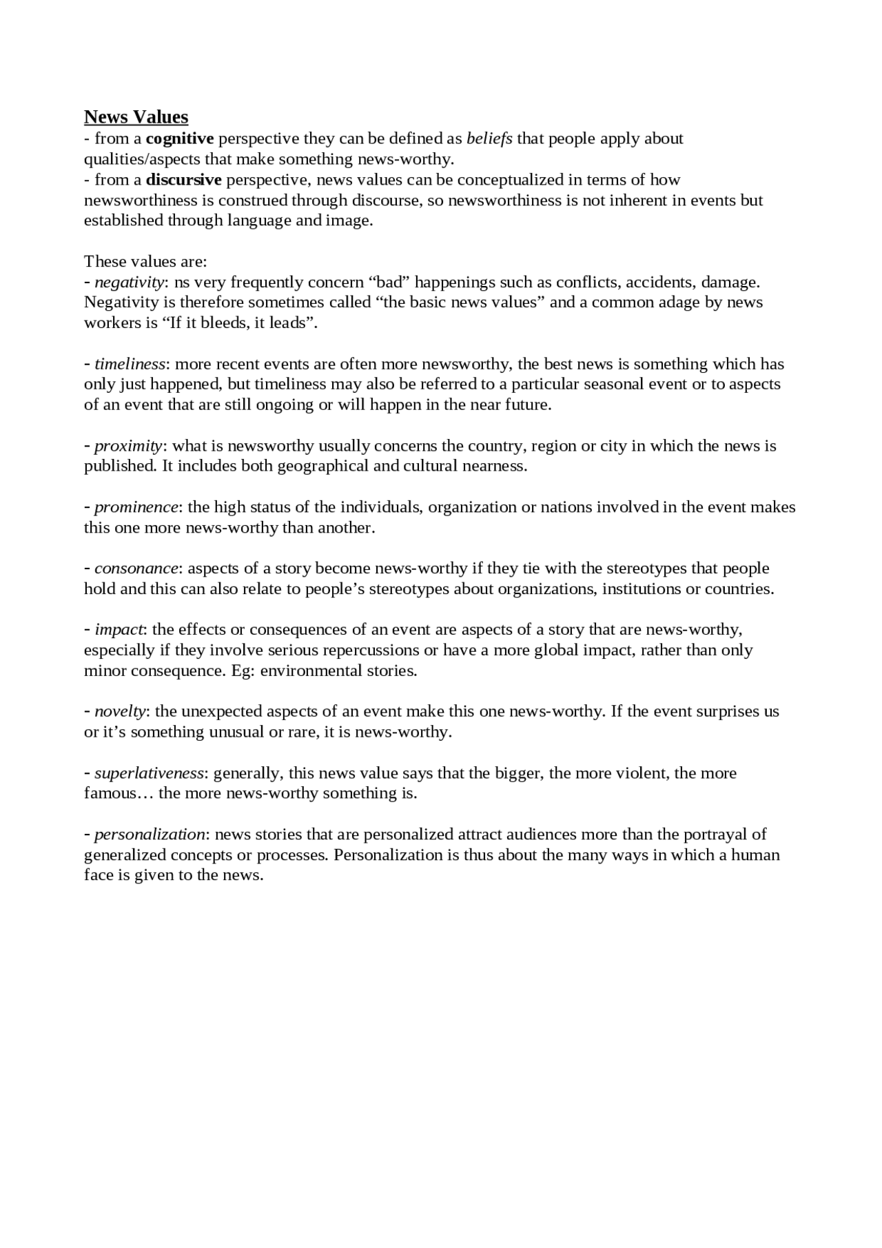 News Discourse Cap Selezionati Docsity