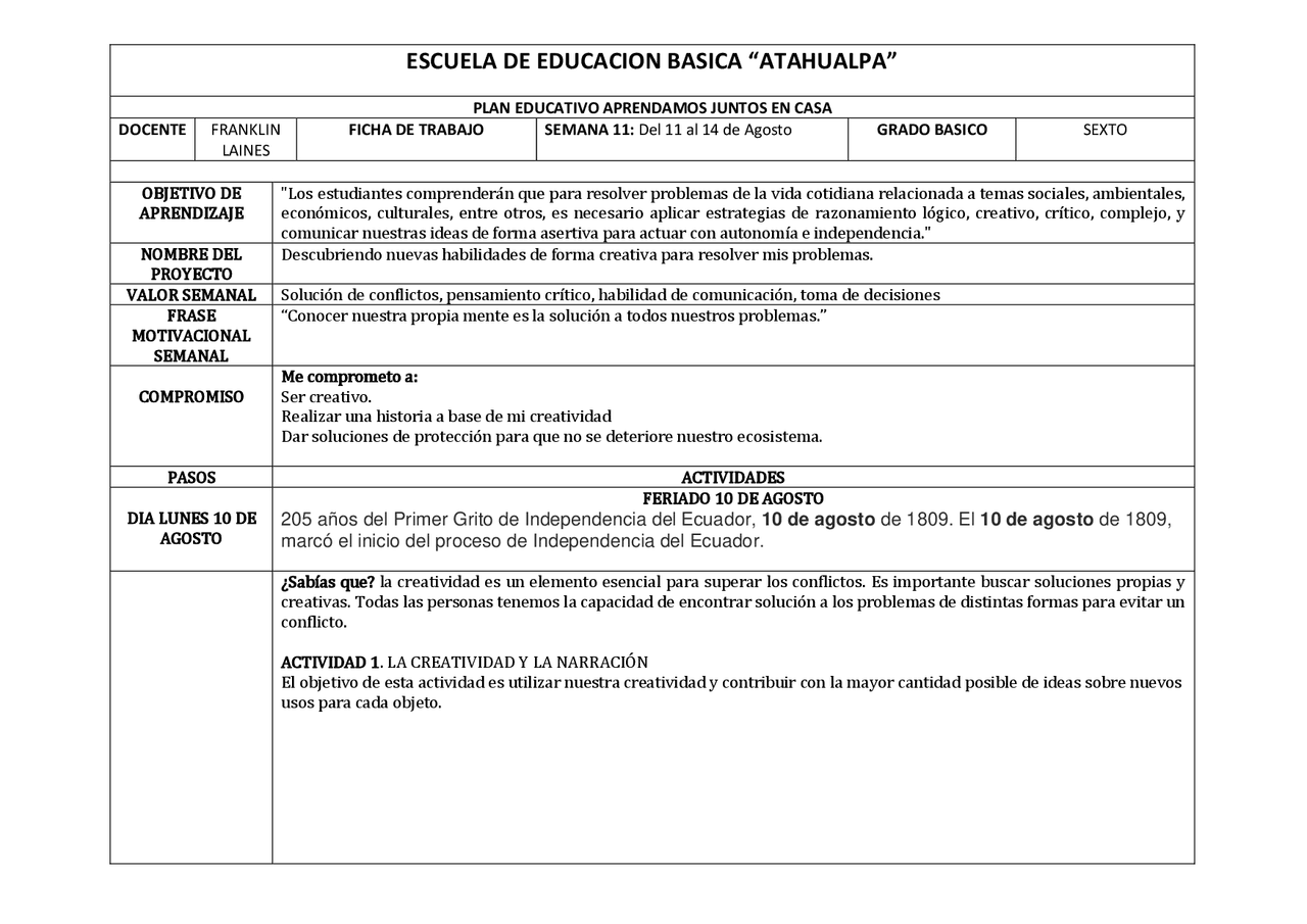 FICHA DE CLASES DE ACTIVIDADES - Docsity
