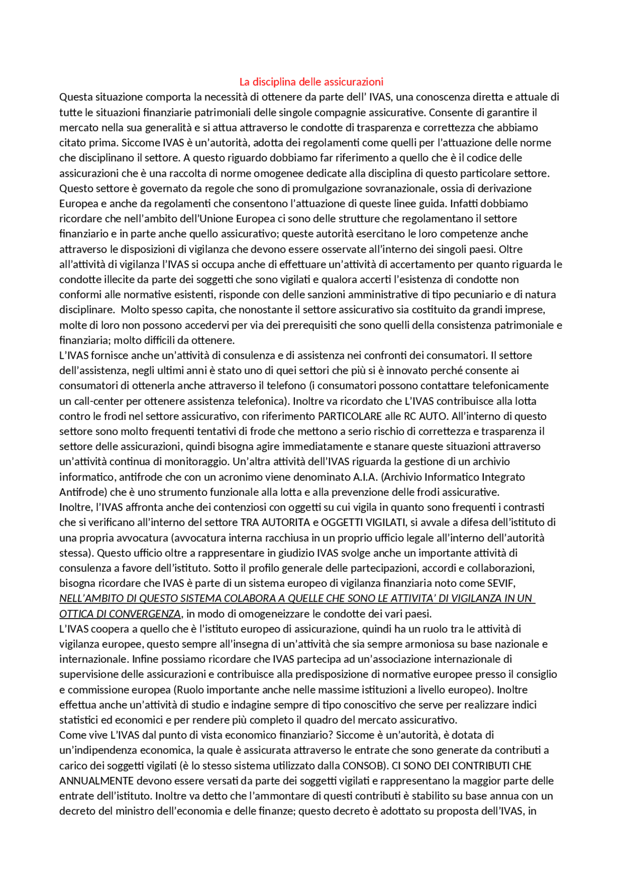 La Disciplina Delle Assicurazioni Docsity