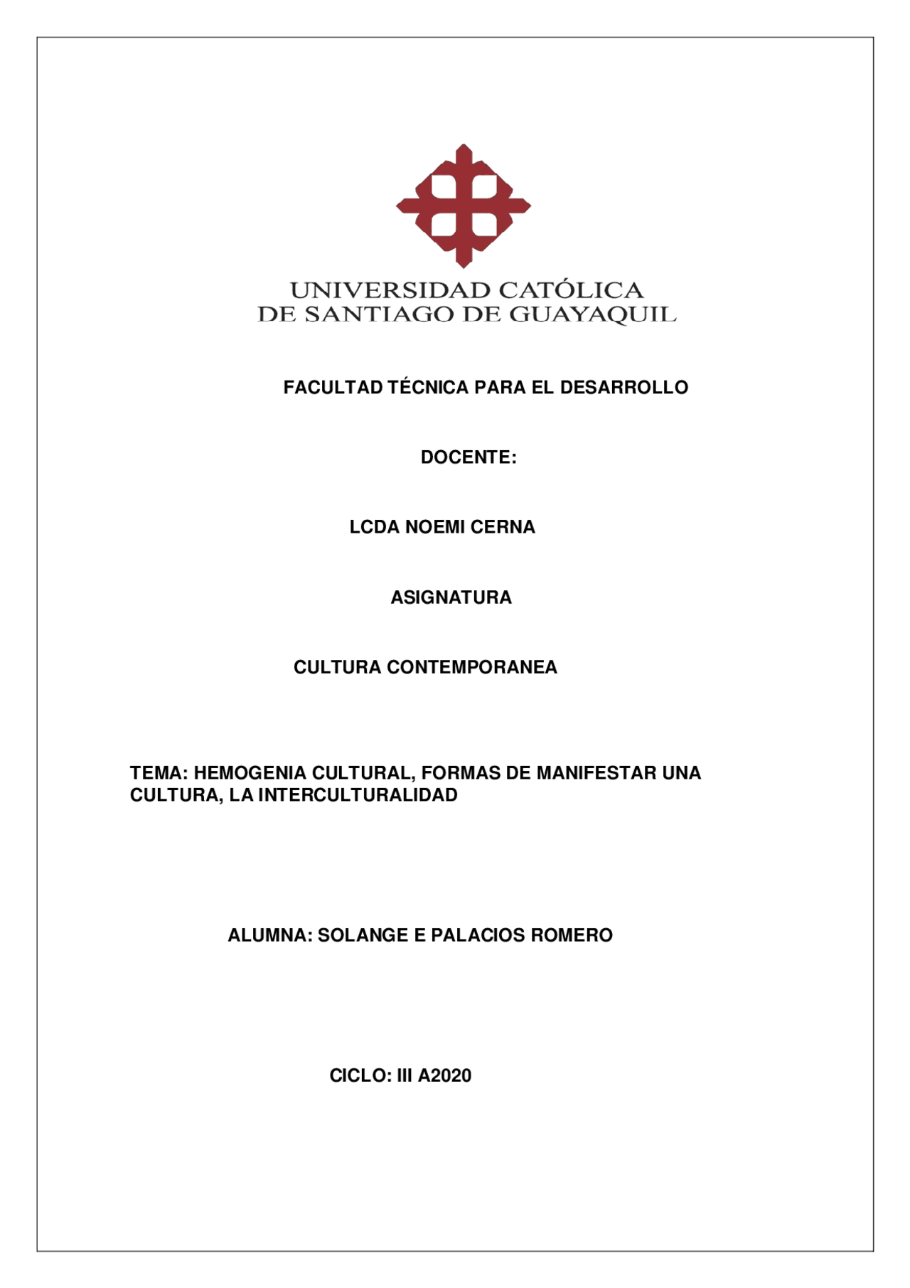 HEMOGENIA CULTURAL A NIVEL NACIONAL - Docsity