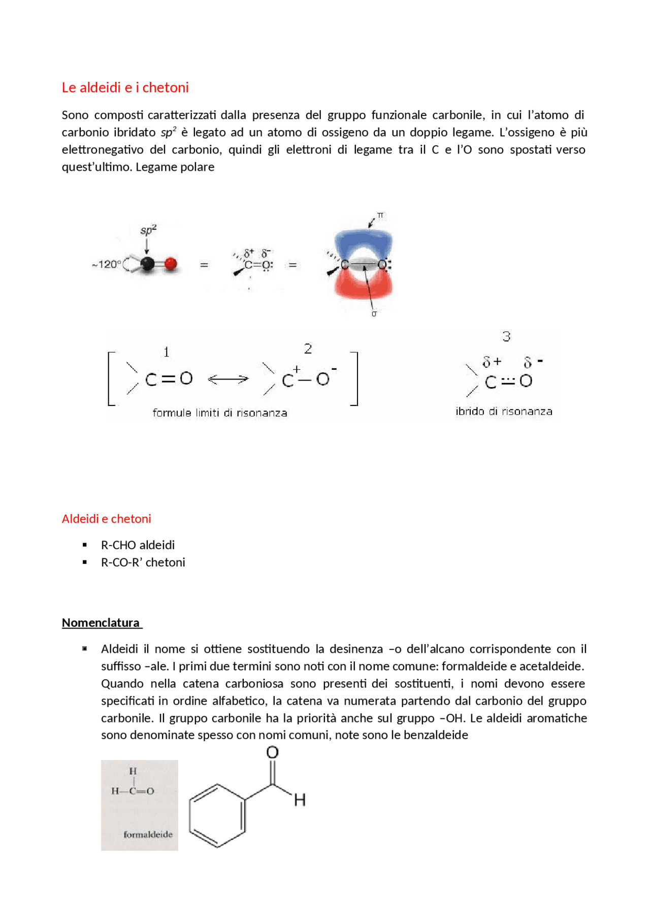 Aldeidi E Chetoni Riassunto Completo Docsity